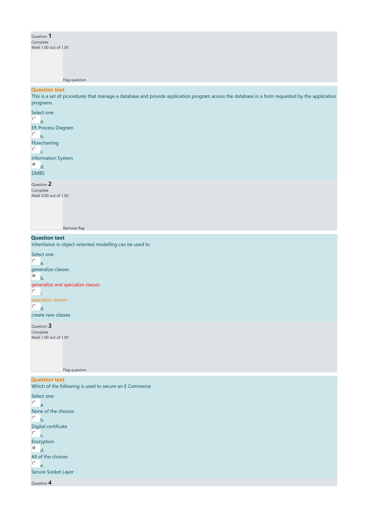 System Analysis and Design - Question 1 Complete Mark 1 out of 1. Flag ...