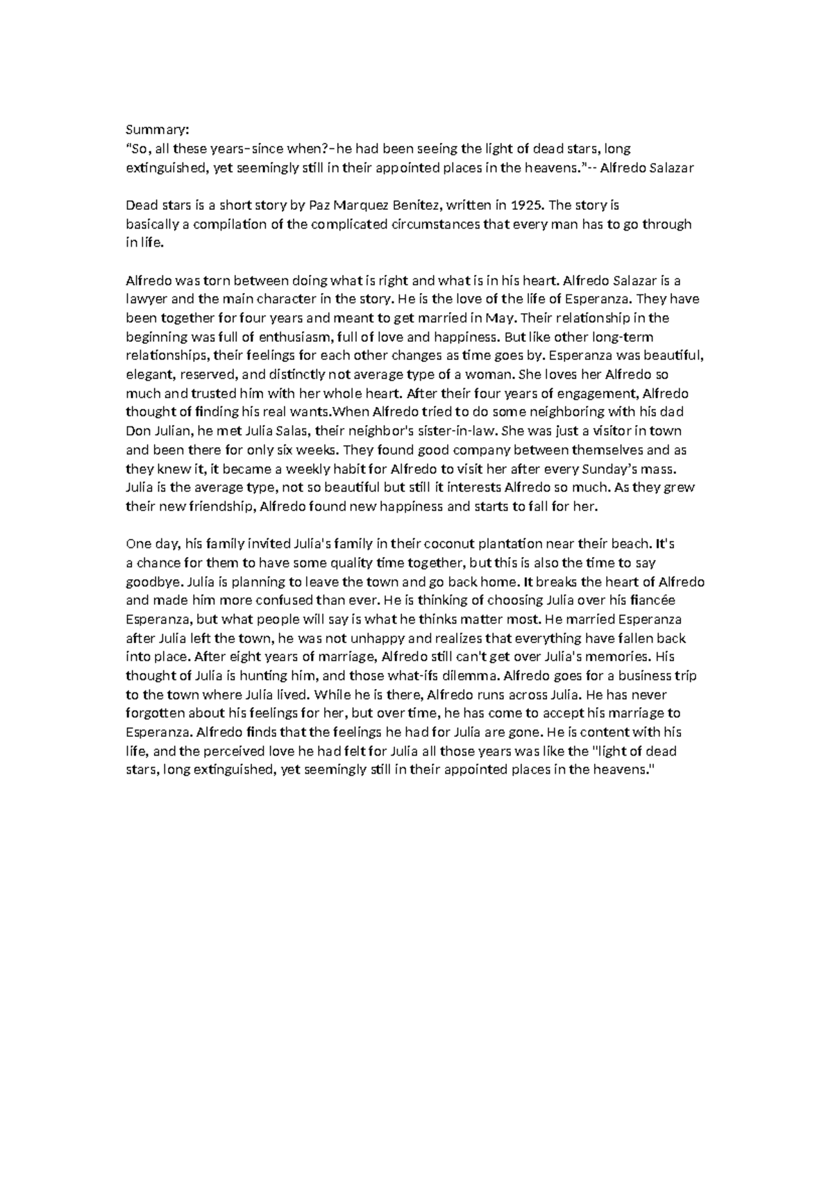 Dead Stars - A short story. - Summary: “So, all these years–since when ...