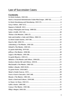 Succession Class Notes - PRIVATE LAW LAW OF SUCCESSION STUDY NOTES LAW ...