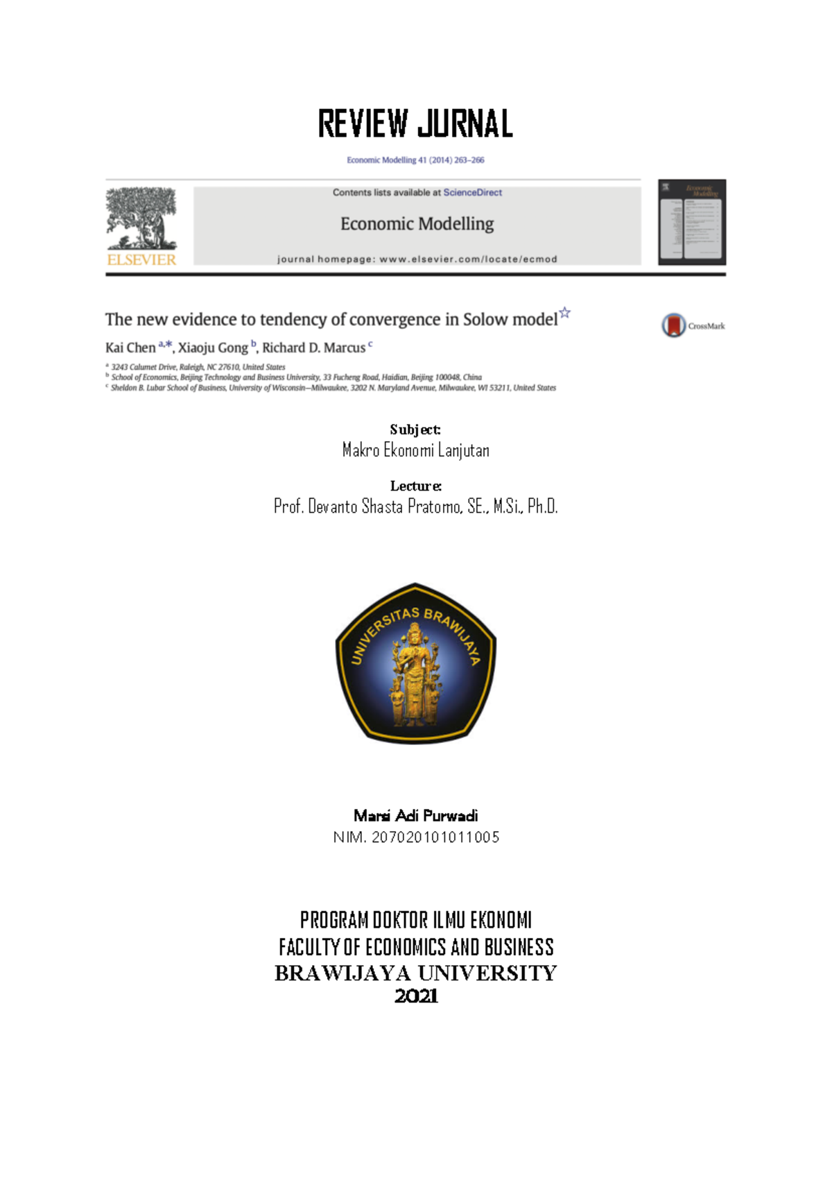 Review Jurnal Prof. Devanto Shasta Pratomo, SE., M.Si., Ph.D - REVIEW ...