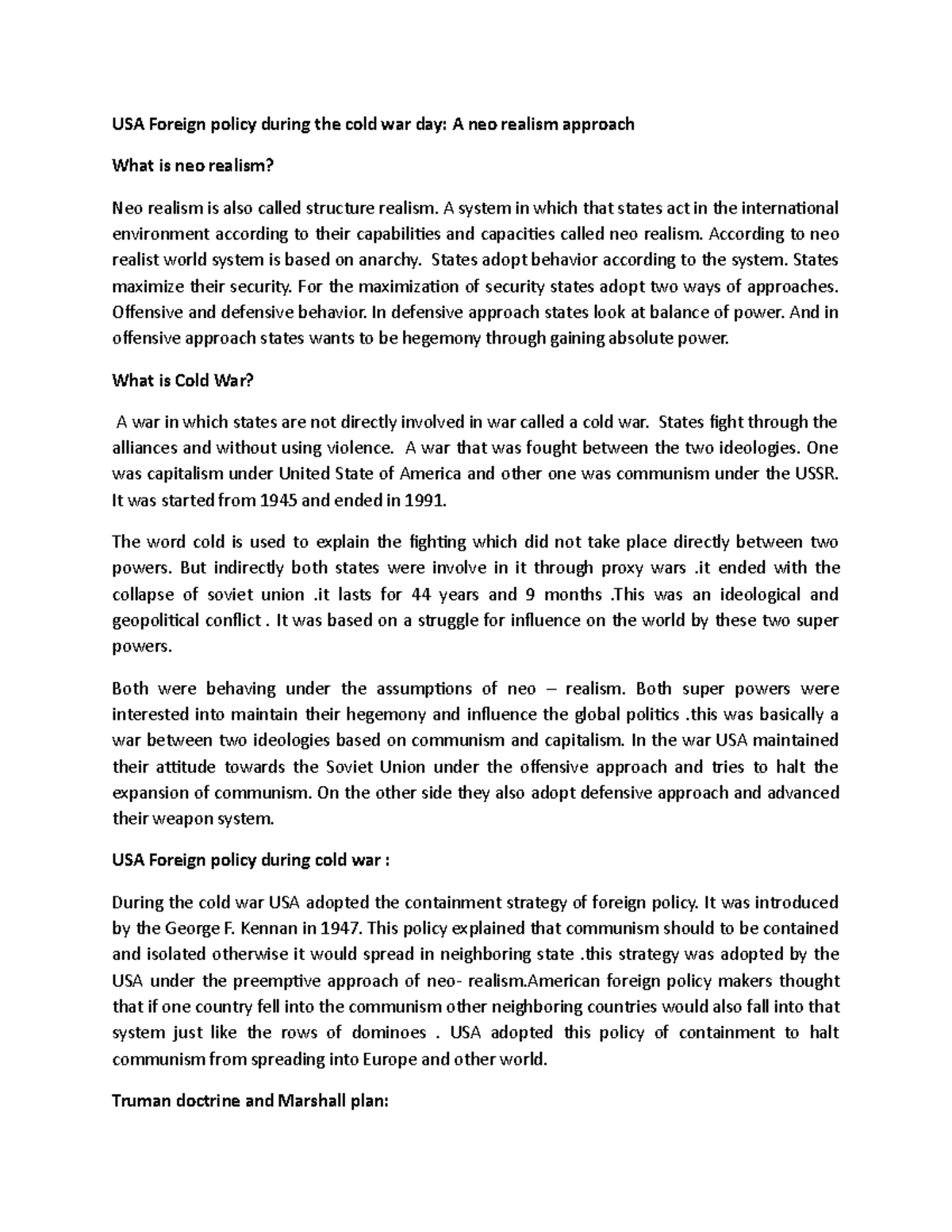 Cold war - This document is about the background of Cold war or ...