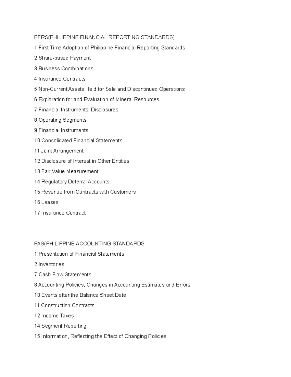 Proelec 2 Reviewer - notes - PFRS(PHILIPPINE FINANCIAL REPORTING ...