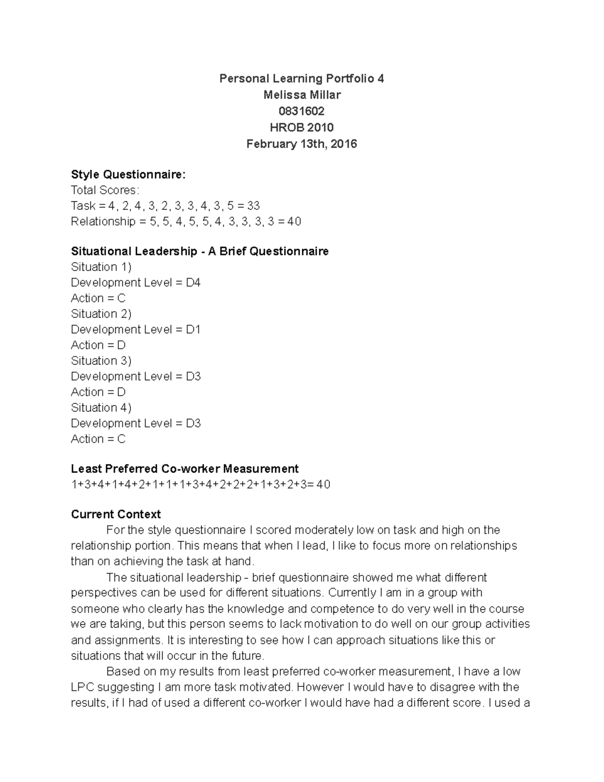 PLP4 Example - PLP - Personal Learning Portfolio 4 Melissa Millar ...