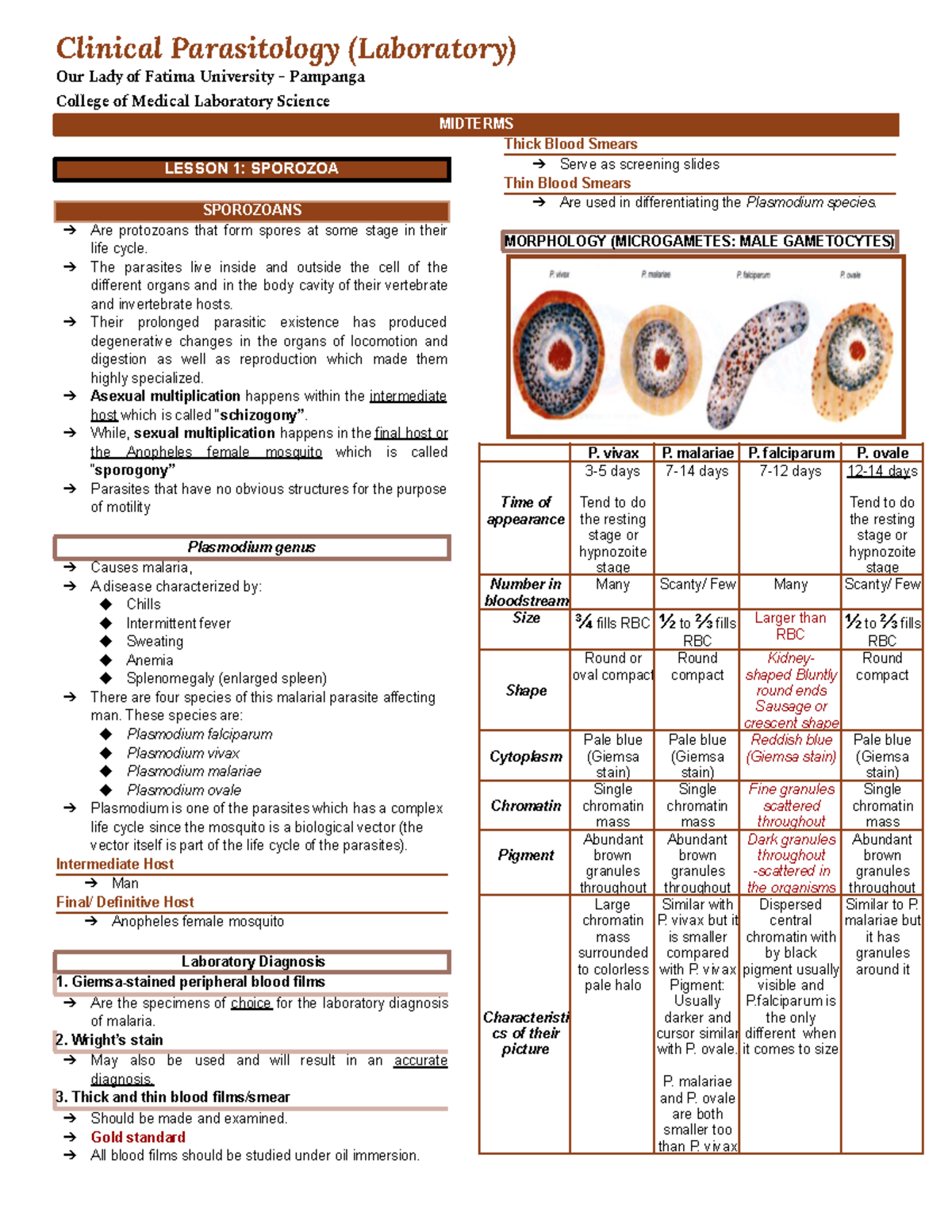 PARA311 Laboratory all midterms - Clinical Parasitology (Laboratory ...