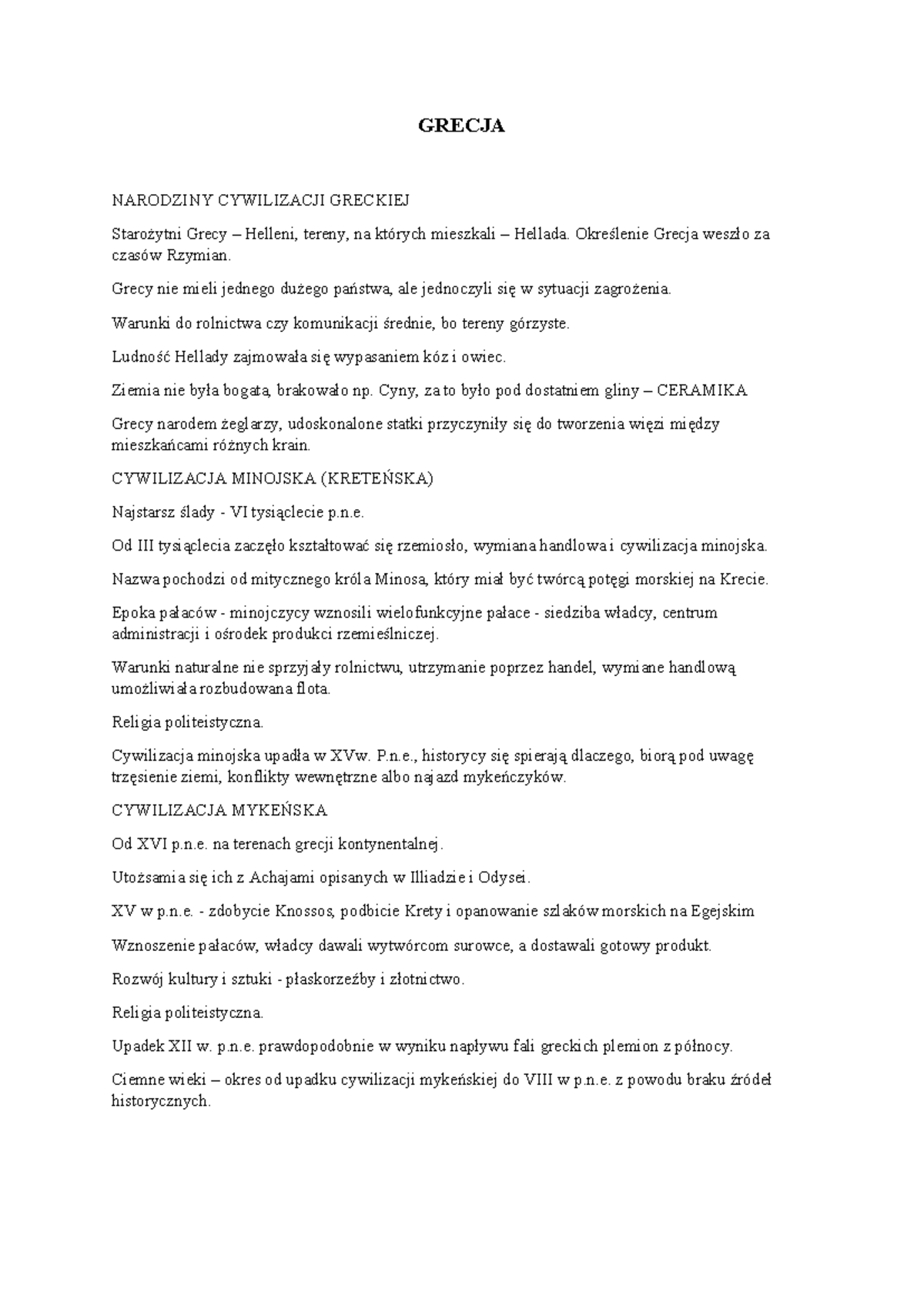 Grecja - 1 klasa - GRECJA NARODZINY CYWILIZACJI GRECKIEJ Starożytni ...