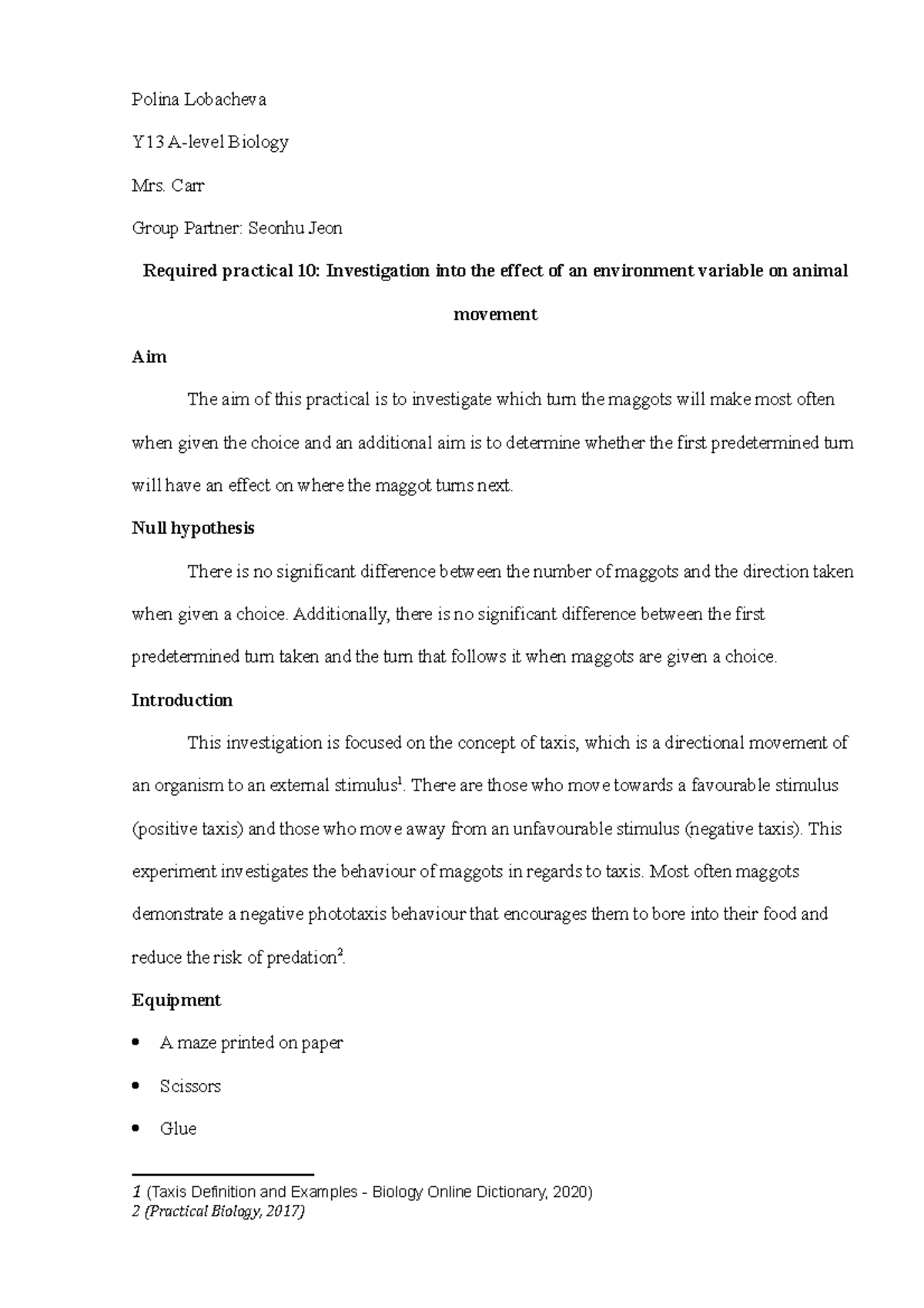 Practical 10 - A-Level Biology coursework - Polina Lobacheva Y13 A ...
