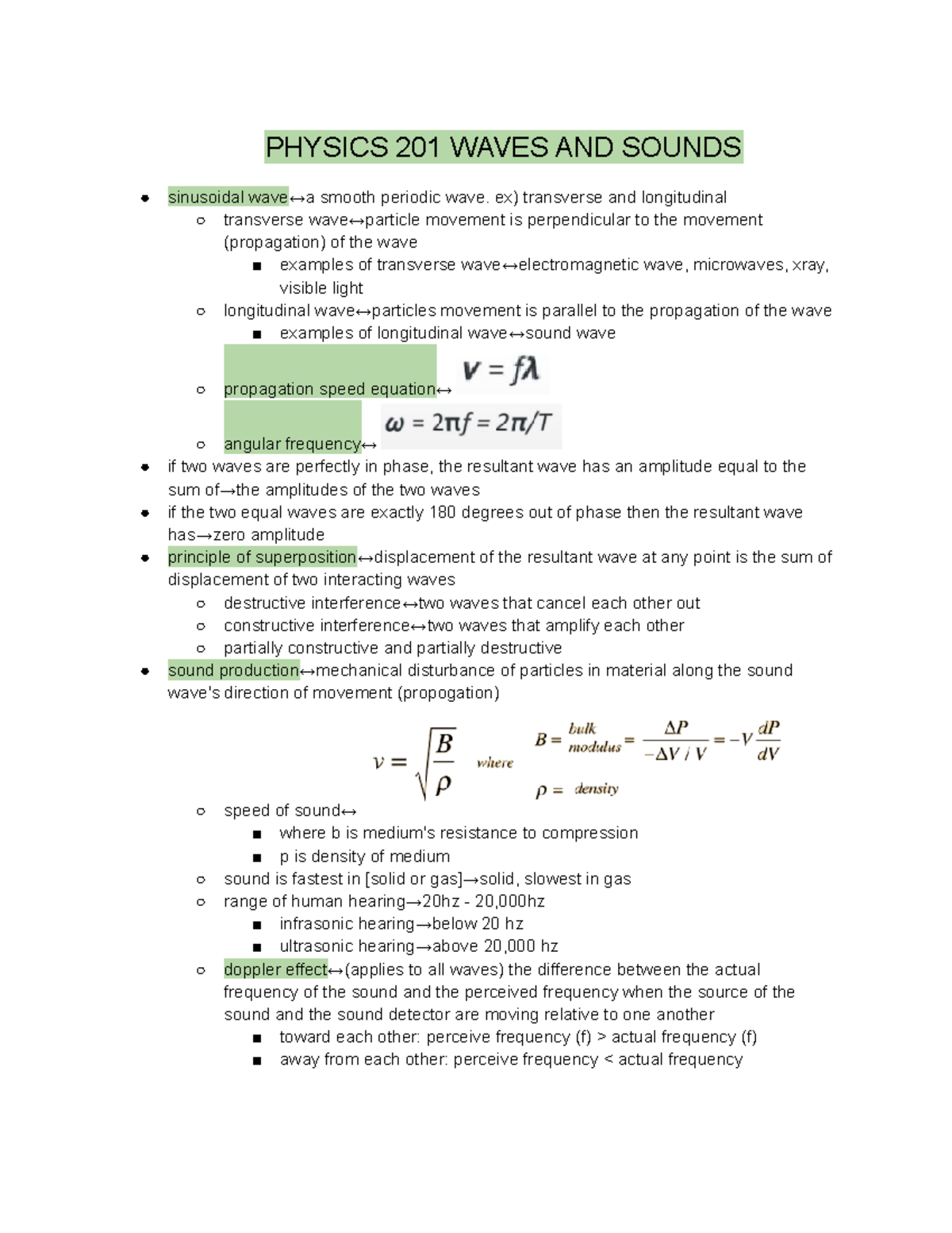Physics 201 waves and sounds - PHYSICS 201 WAVES AND SOUNDS sinusoidal ...