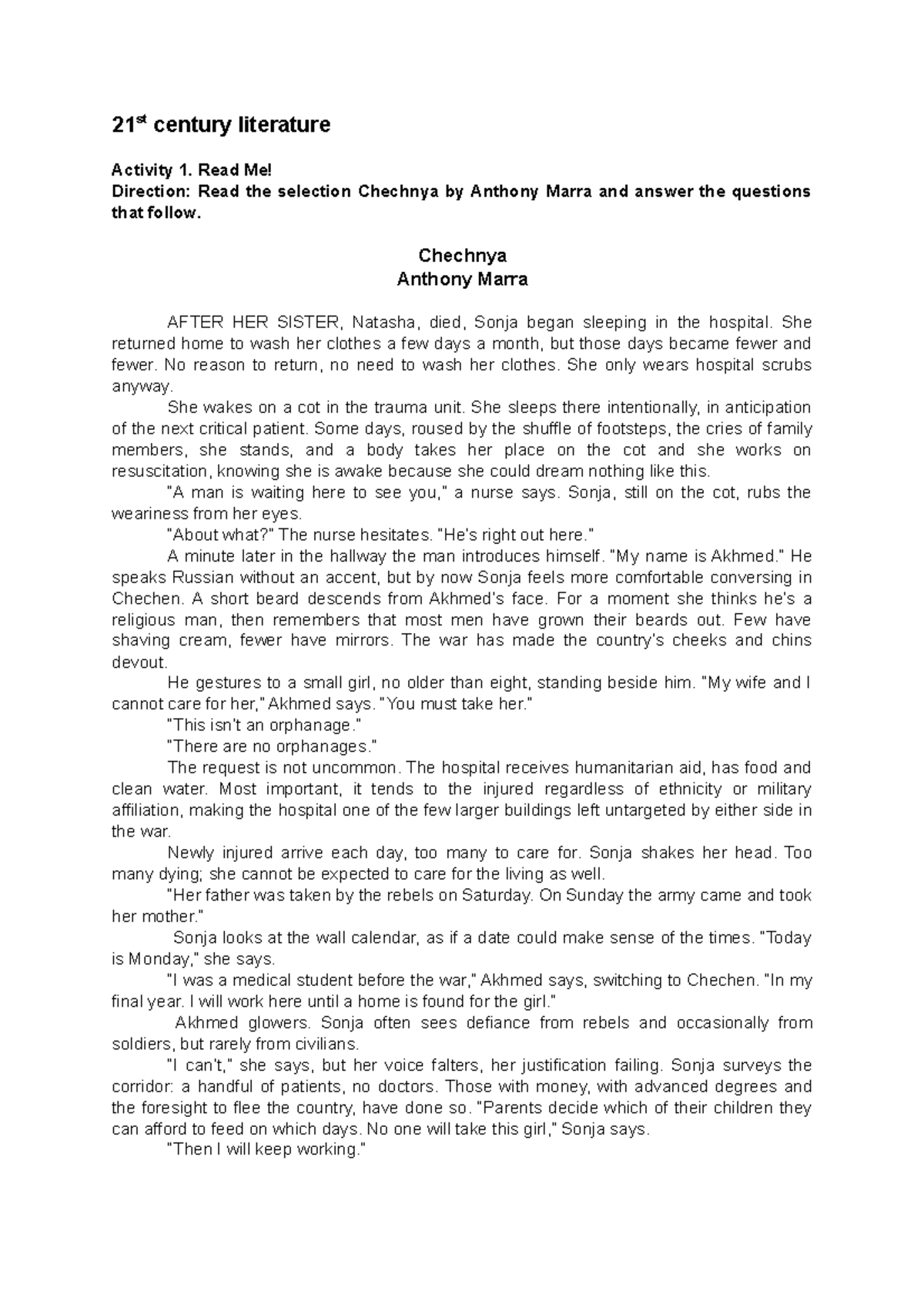 Activity-1-21st - this is about the 21st century literature - 21 st ...