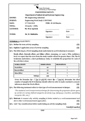 Activity Sampling Work-Notes - ACTIVITY SAMPLING / WORK SAMPLING ...