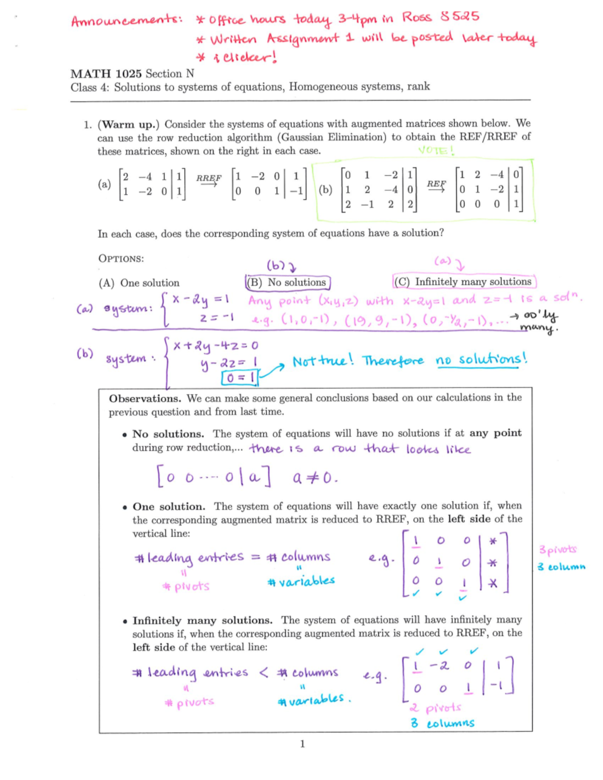 Class 4 Solutions - Sc/Math 1025 - Studocu
