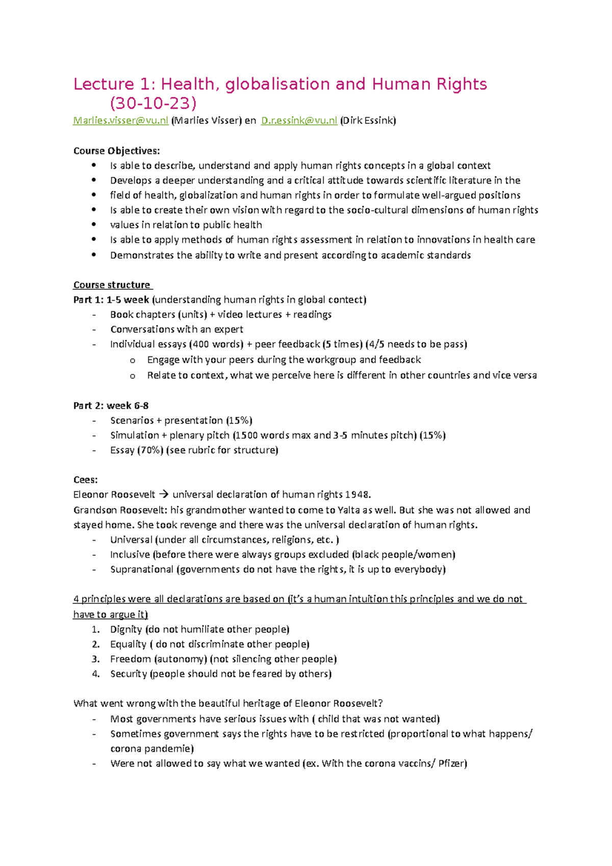 Lecture 1 - Lecture 1: Health, globalisation and Human Rights (30-10-23 ...