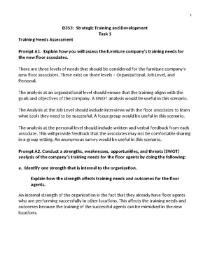 Capstone Task 1 - passed - D360 Alyse Taylor Student ID 010231754 A. Assess the current state of ...