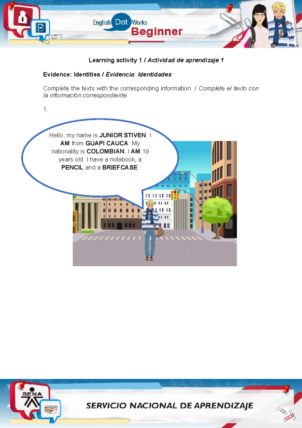 Evidence Identities - trabajo de familia - Learning activity 1 ...