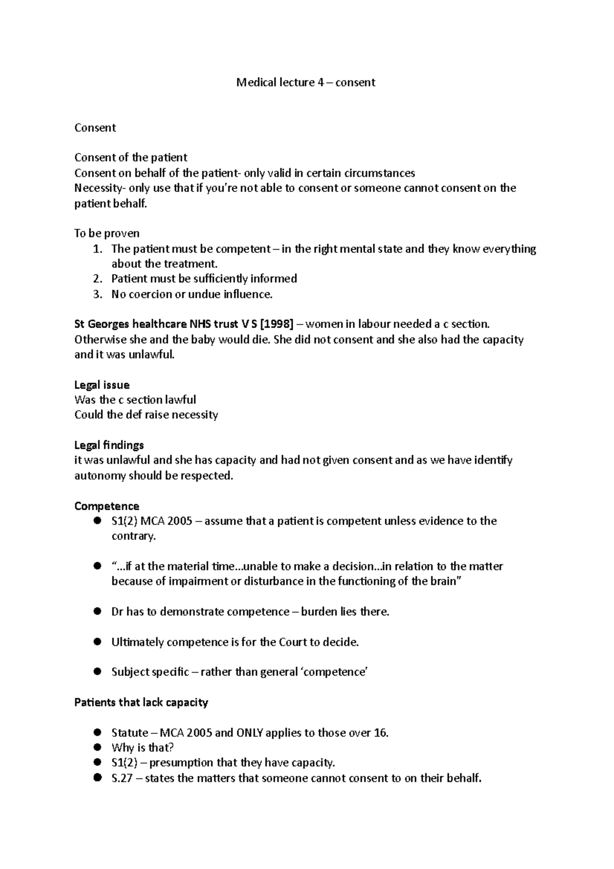 Medical lecture 4 – consent - Medical lecture 4 consent Consent Consent of the patient Consent ...