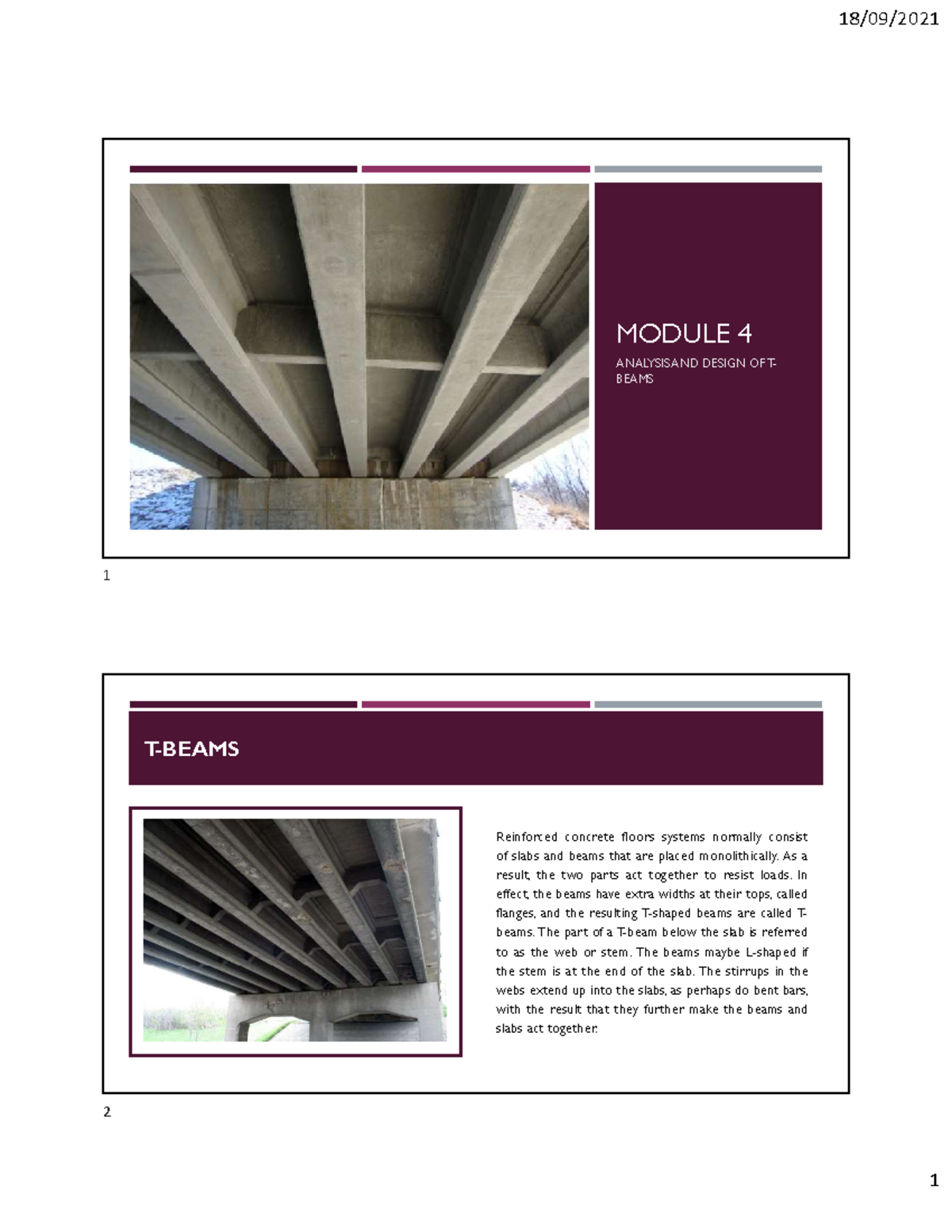 Pdfcoffee - MODULE 4 ANALYSIS AND DESIGN OF T- BEAMS T-BEAMS Reinforced concrete floors systems ...
