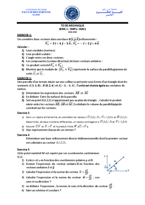 Exercices + correction de mécanique du point matériel - Universit ́e Cadi Ayyad Facult ́e des ...