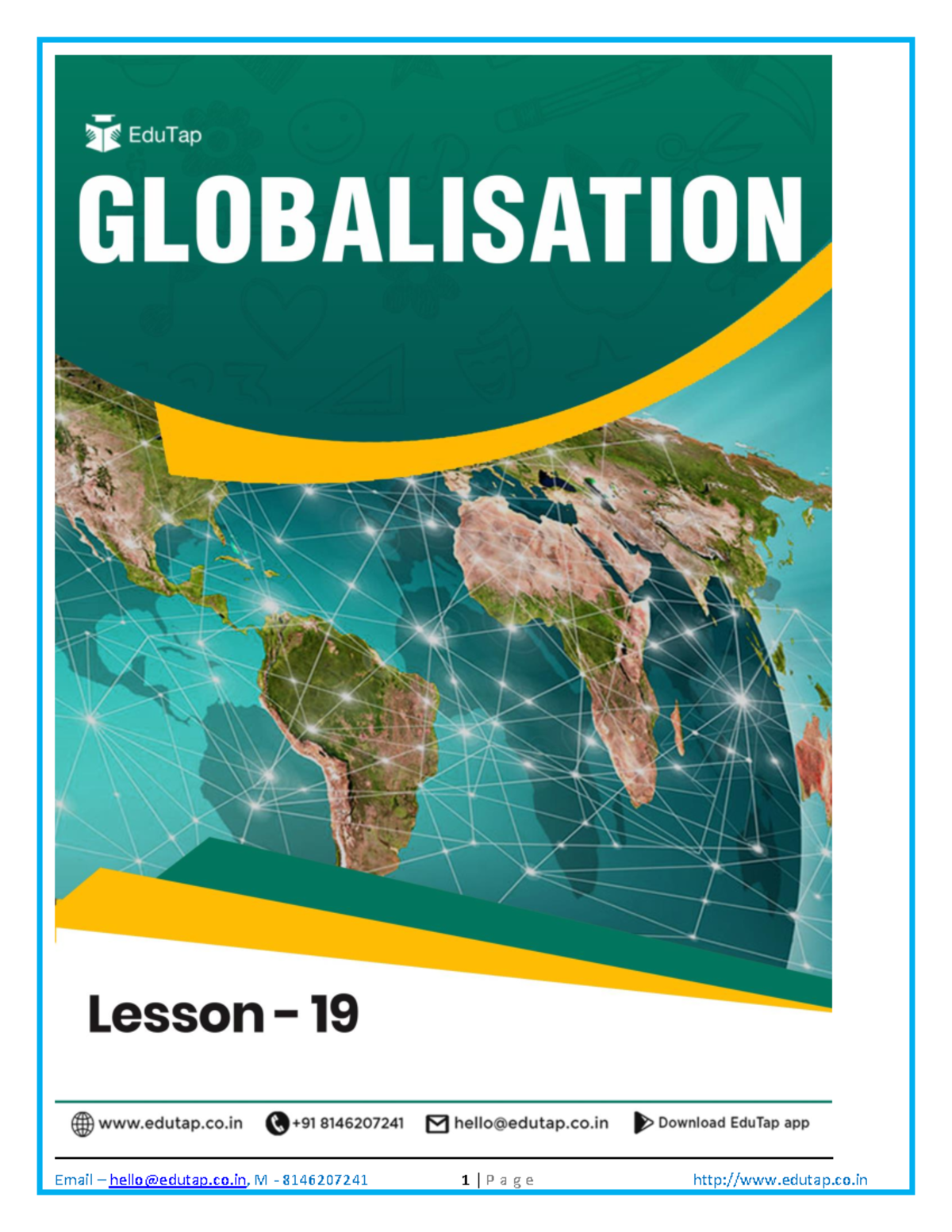 Globalisation - notes - Contents 1 What is Globalisation? 2 Rise of ...
