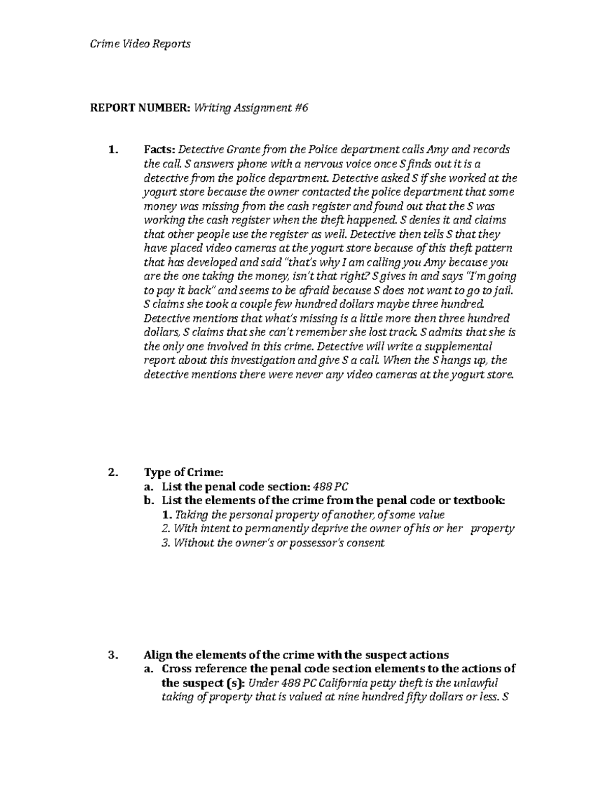 Assignment # research methods for criminal justice - Crime Video ...
