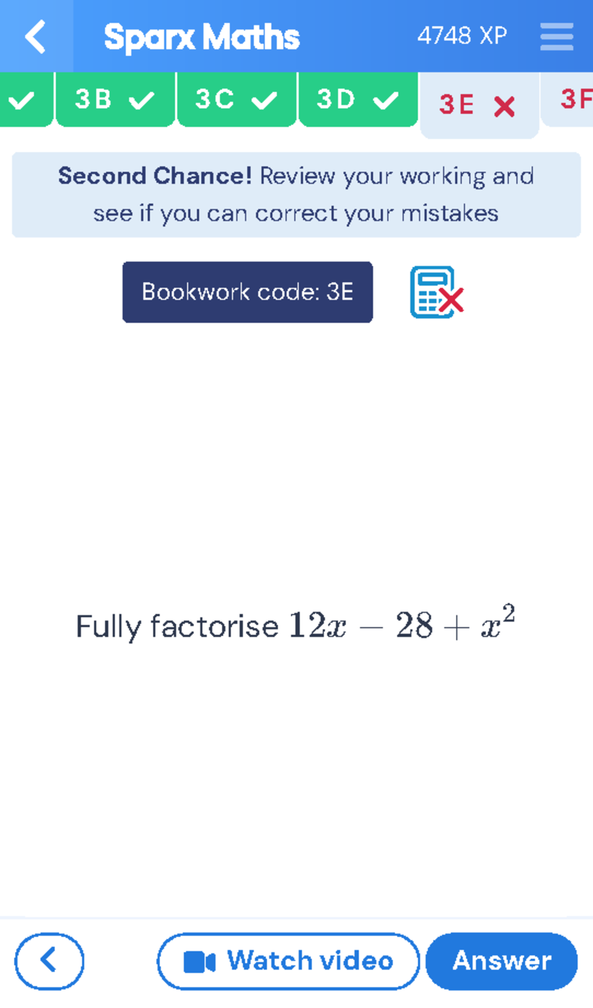 Sparx Maths 4 - jejeksiei - 4748 XP 3 B 3 C 3 D 3 E 3 F Second Chance ...