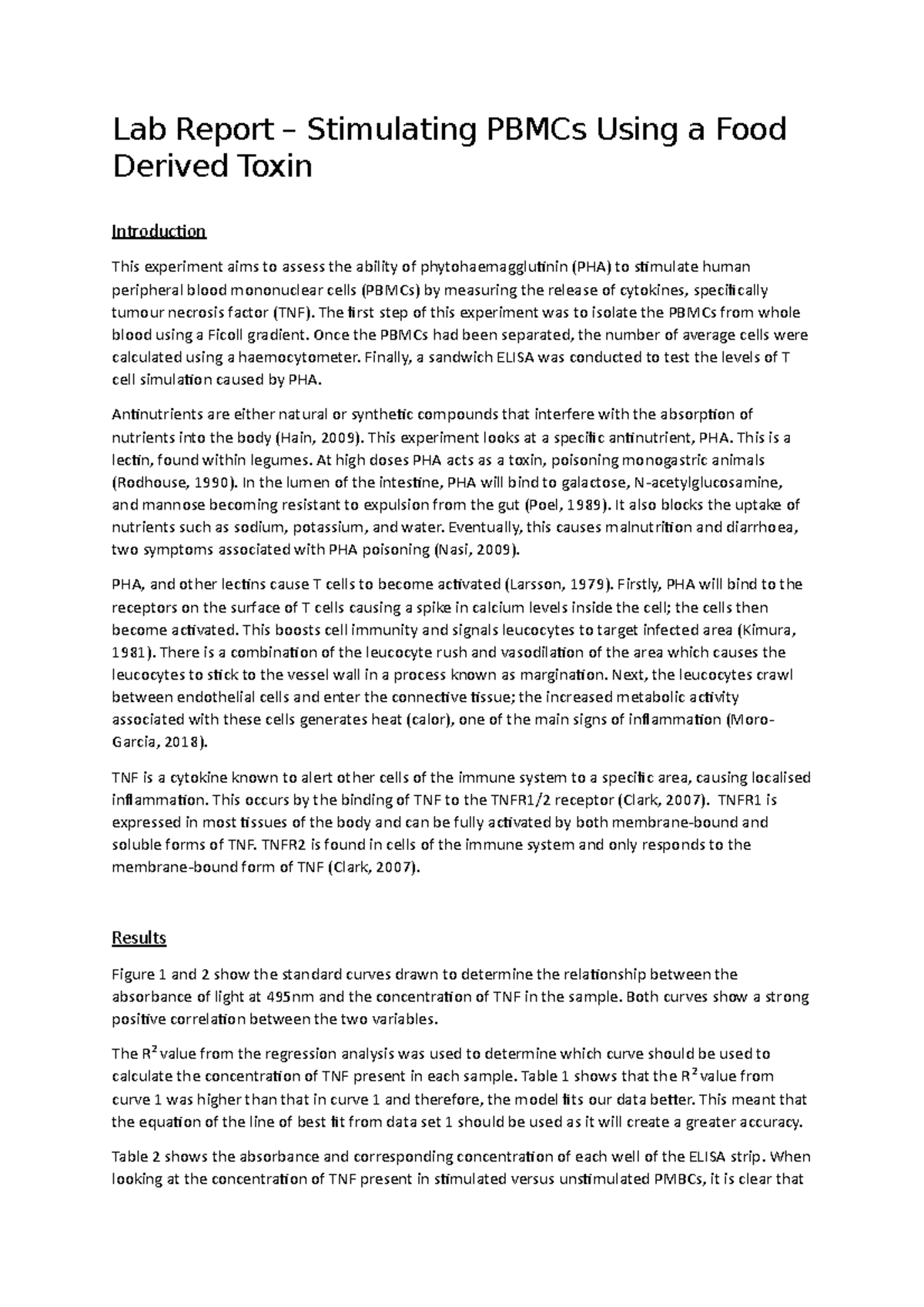 Lab Report - Stimulating PBMCs Using a Food Derived Toxin - Lab Report ...