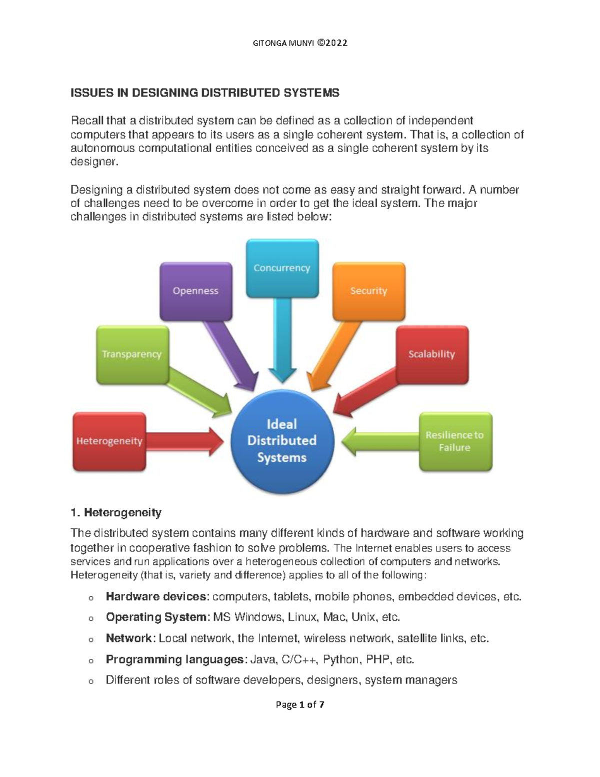 Designing Distributed System Issues In Designing Distributed Systems Recall That A Distributed