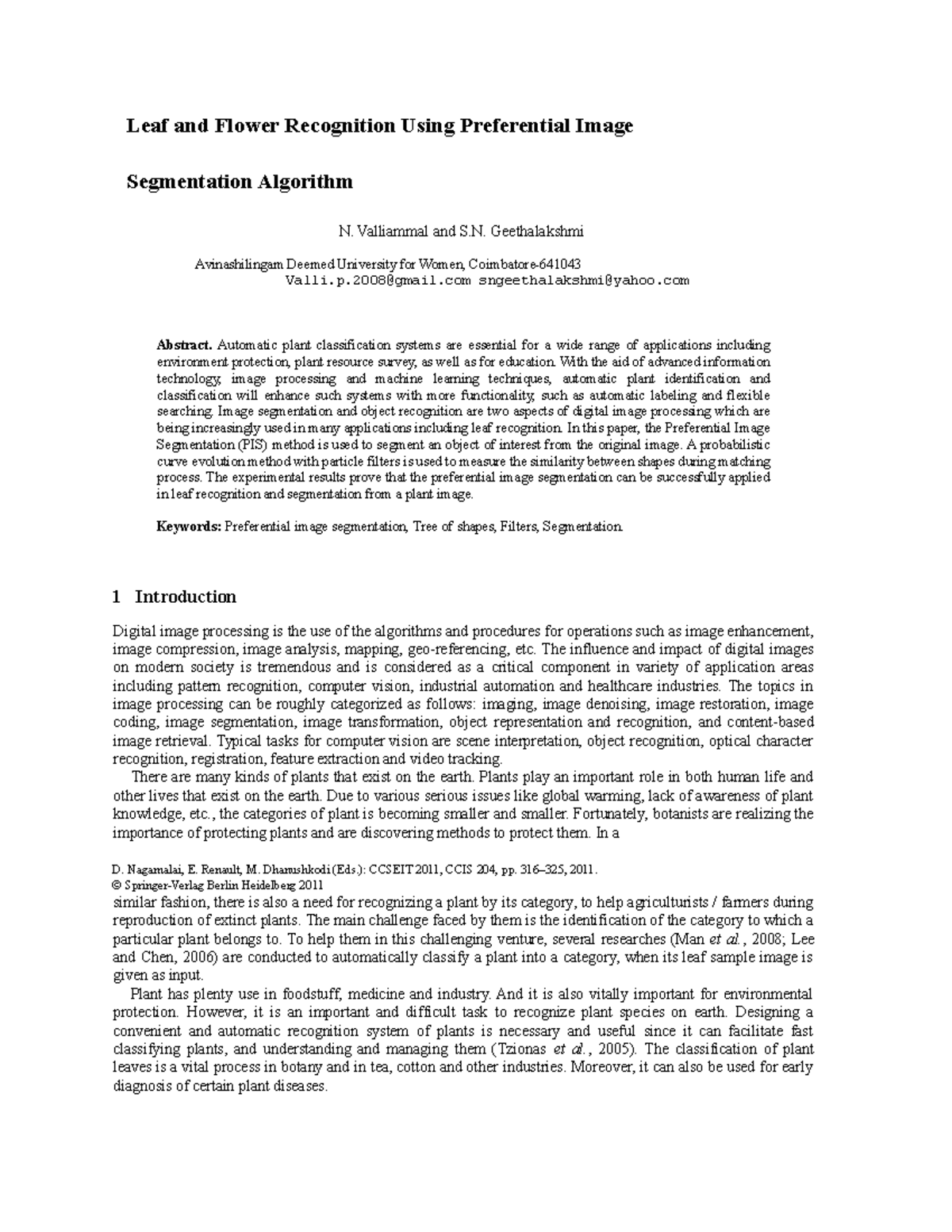 Leaf and Flower Recognition Using Preferential Image - Leaf and Flower ...