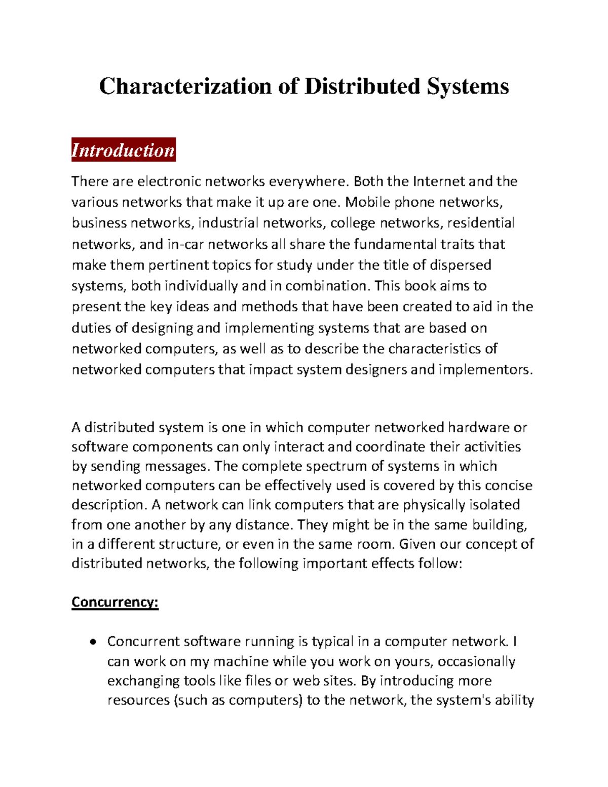 Characterization of Distributed Systems - Introduction - Characterization of Distributed Systems ...