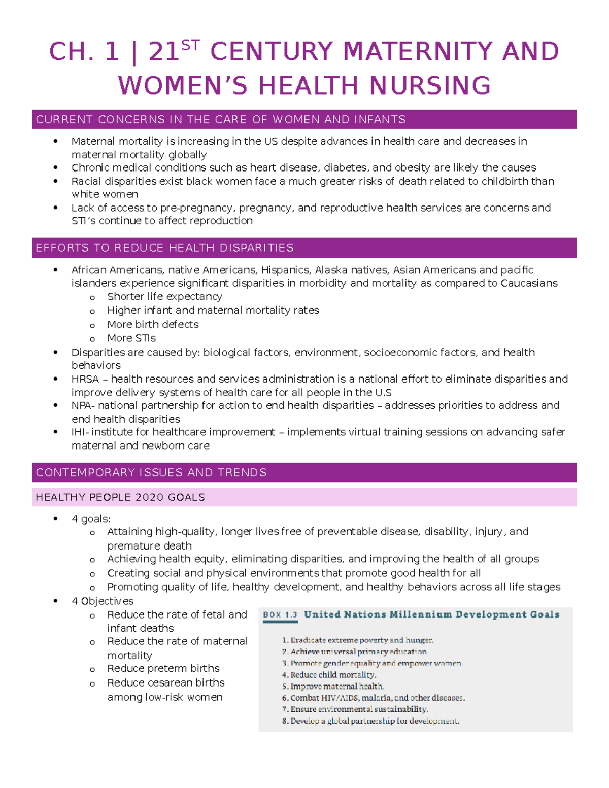 Maternity and Women's HEalth Care 12th edition notes - CH. 1 | 21 ST ...