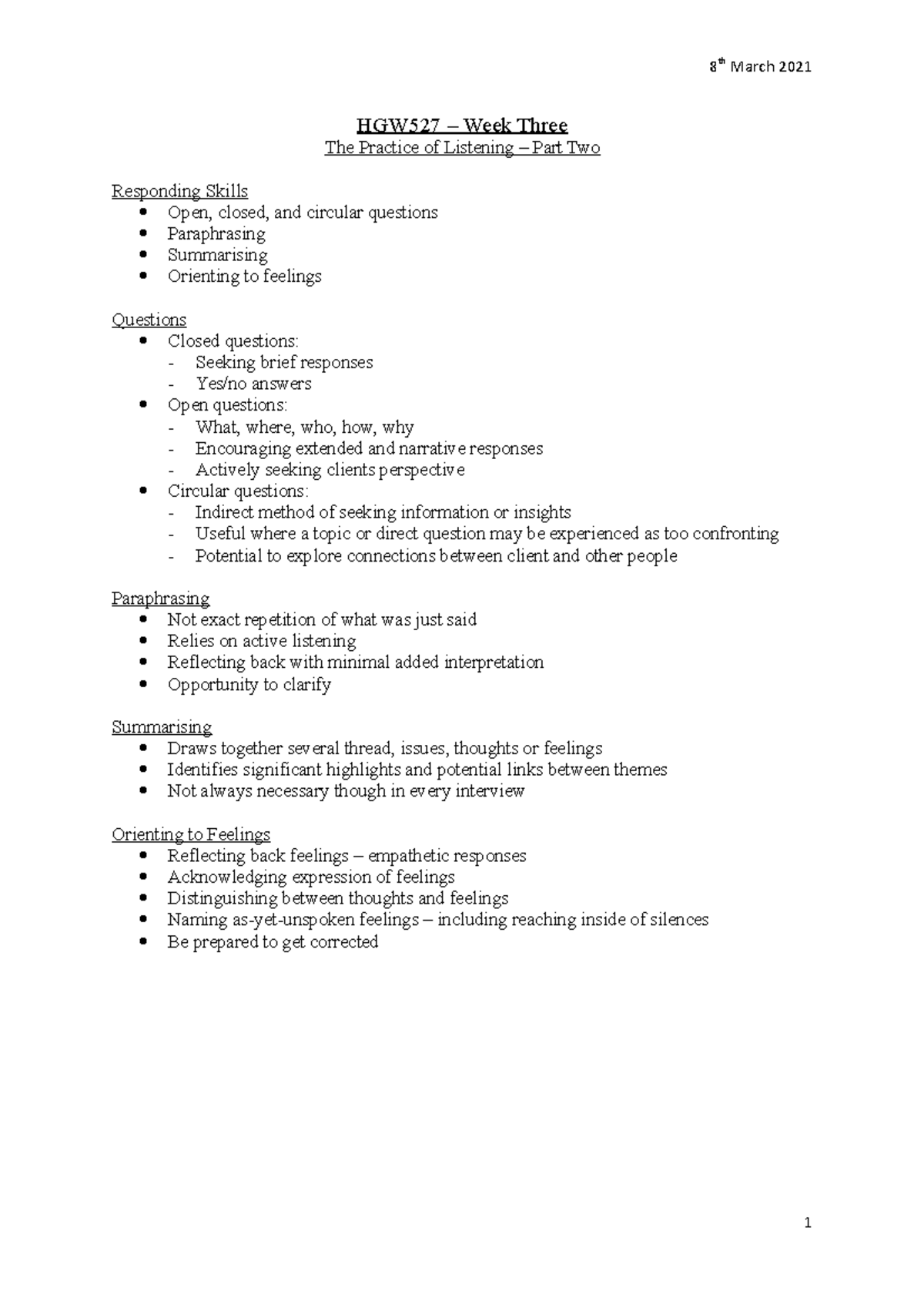 Week 3 - Lecture notes 5-6 - 8 th March 2021 HGW527 – Week Three The ...