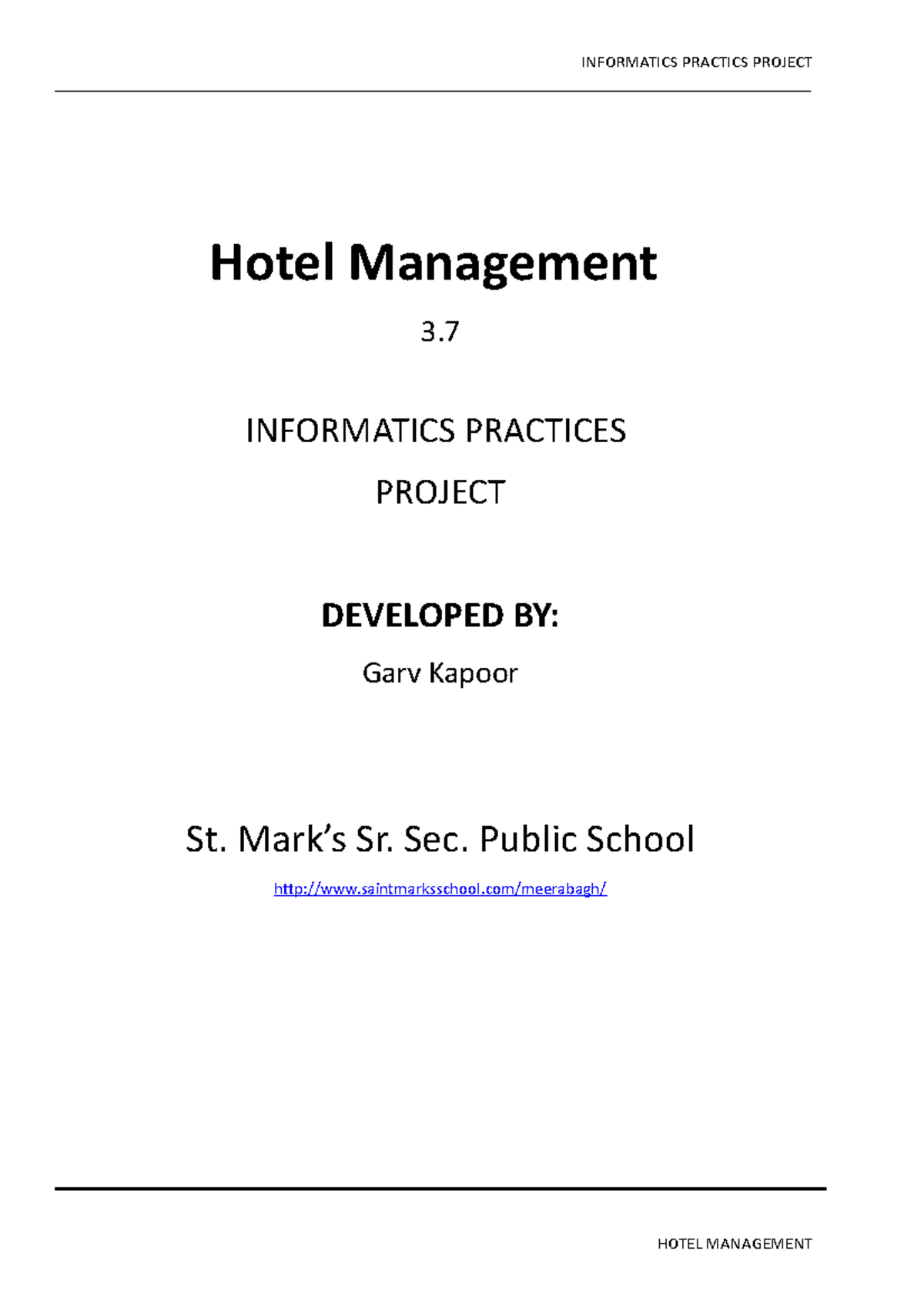 Hotel Management - Final project - - Studocu