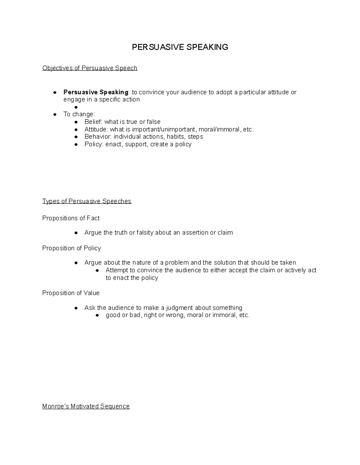 CST 100 Persuasive Speaking Notes Part 1 - PERSUASIVE SPEAKING ...