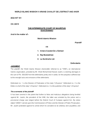 Mauritian Legal System - MAURITIAN LEGAL SYSTEM.. SYLLABUS Law as a ...