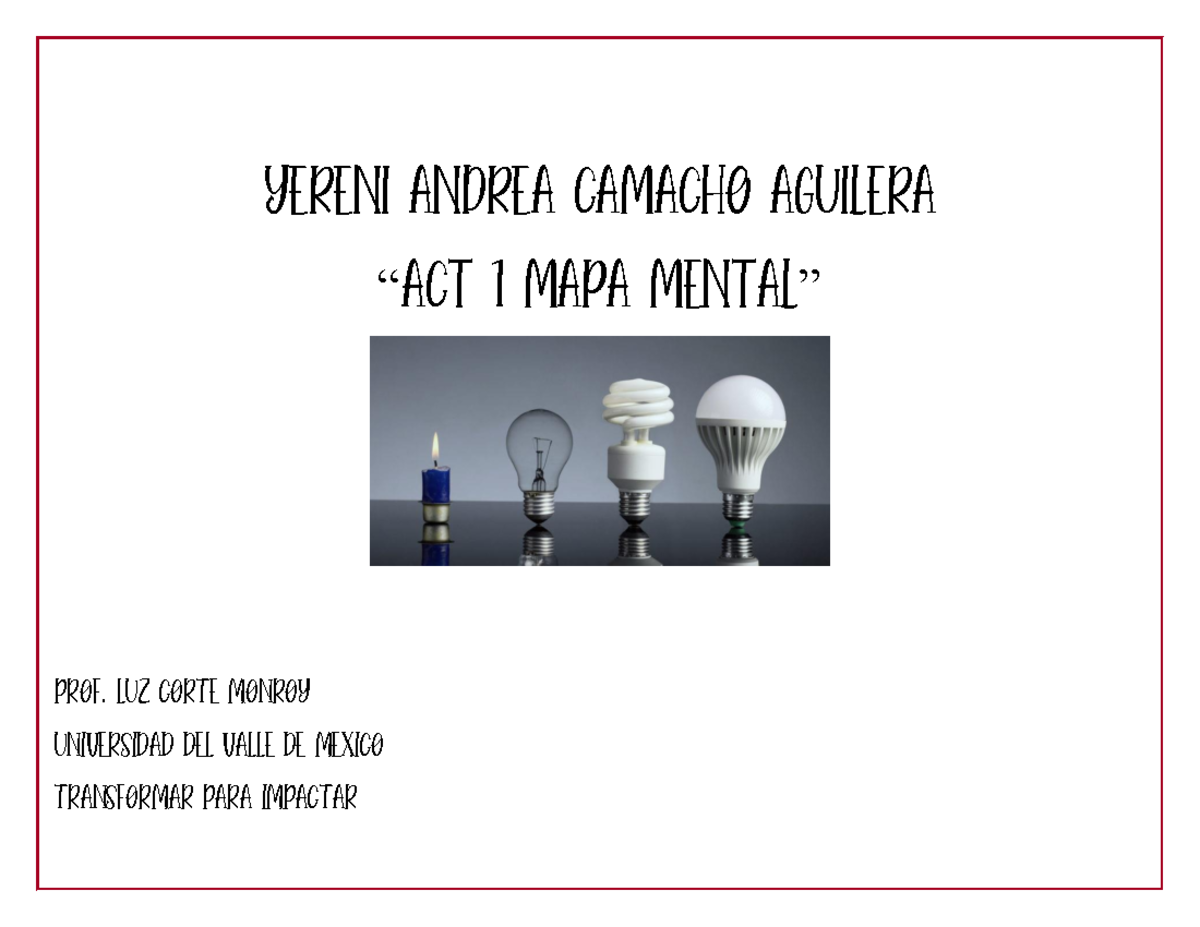 ACT 1 MAPA Mental - YERENI ANDREA CAMACHO AGUILERA “ACT 1 MAPA MENTAL” PROF. LUZ CORTE MONROY ...