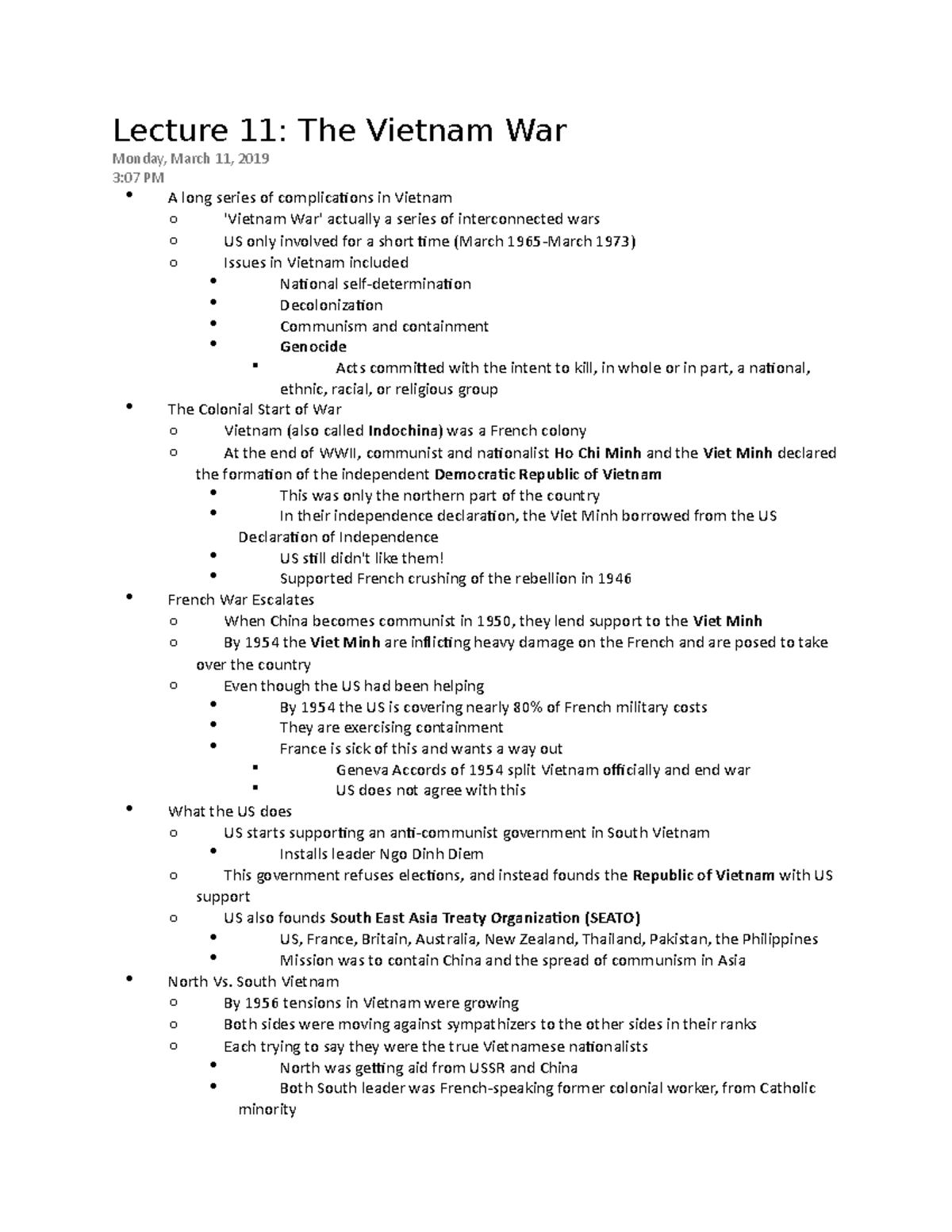 Lecture 11- Professor Alima M. Bucciantini - Lecture 11: The Vietnam ...