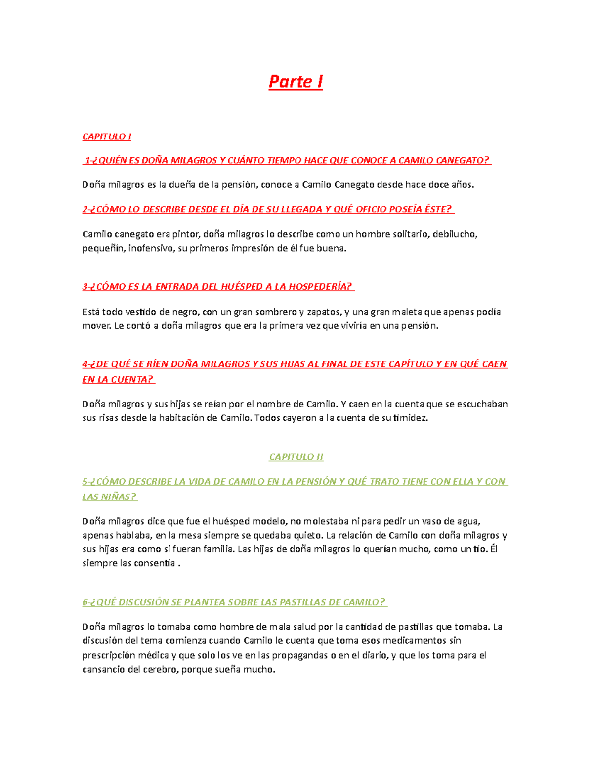 Bateria de preguntas Rosaura a las10 - Parte I CAPITULO I 1-¿QUIÉN ES ...