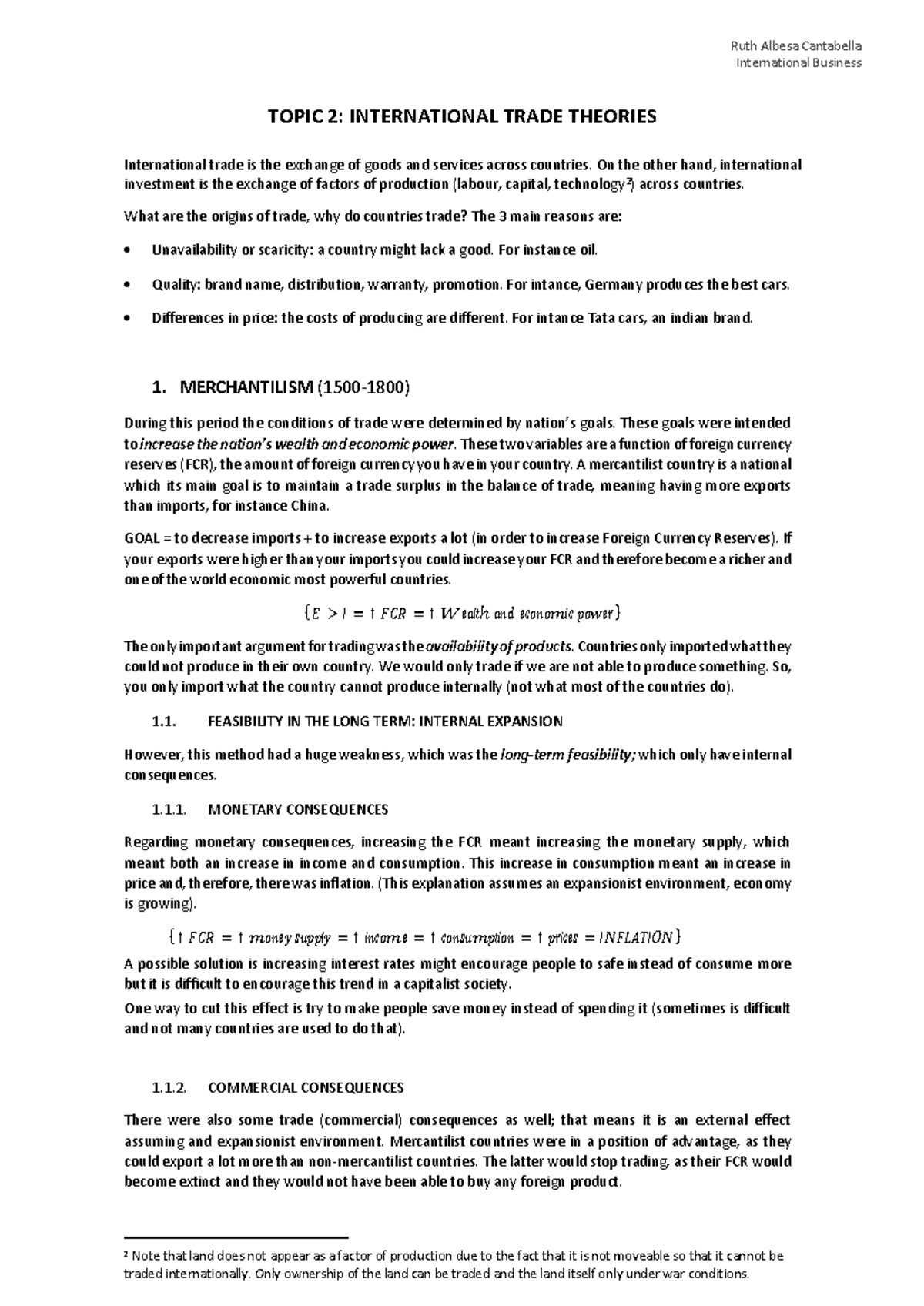 Topic 2- International Trade Theories - Warning: TT: undefined function: 32 Warning: TT ...