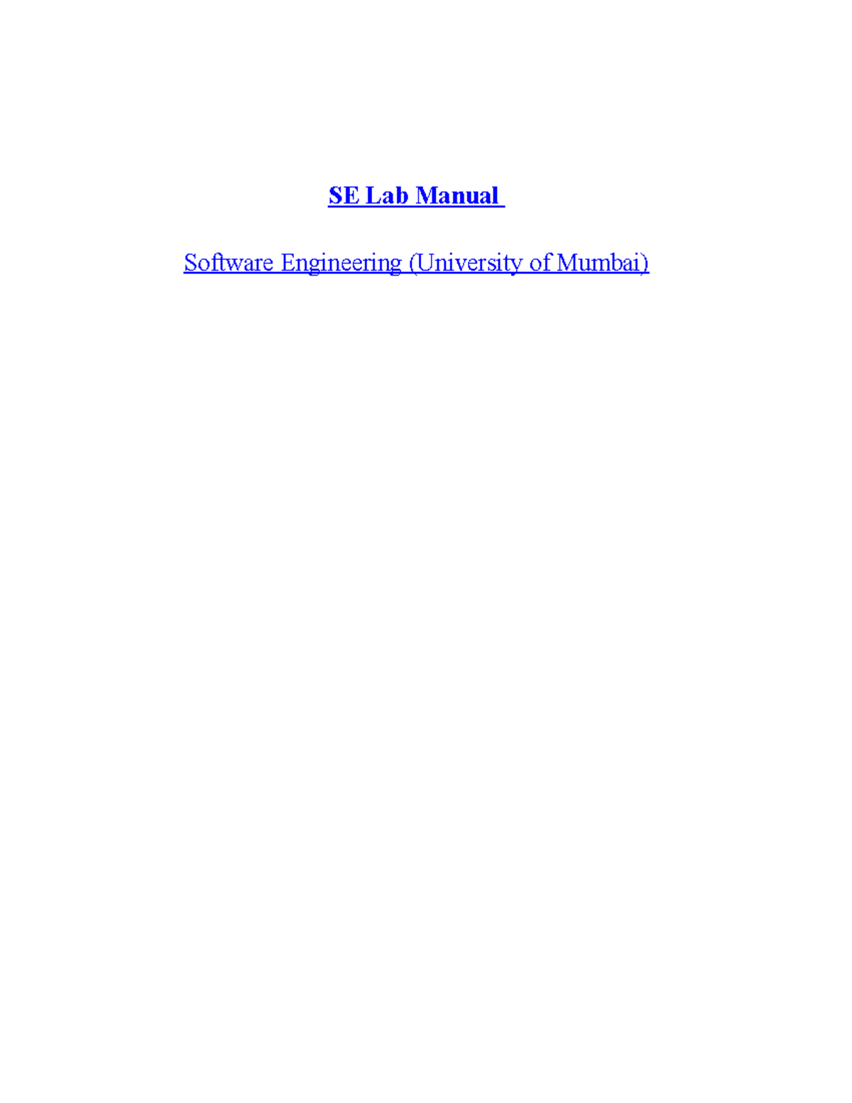 Se Lab Manual Se Lab Manual Software Engineering University Of Mumbai Department Of Computer 