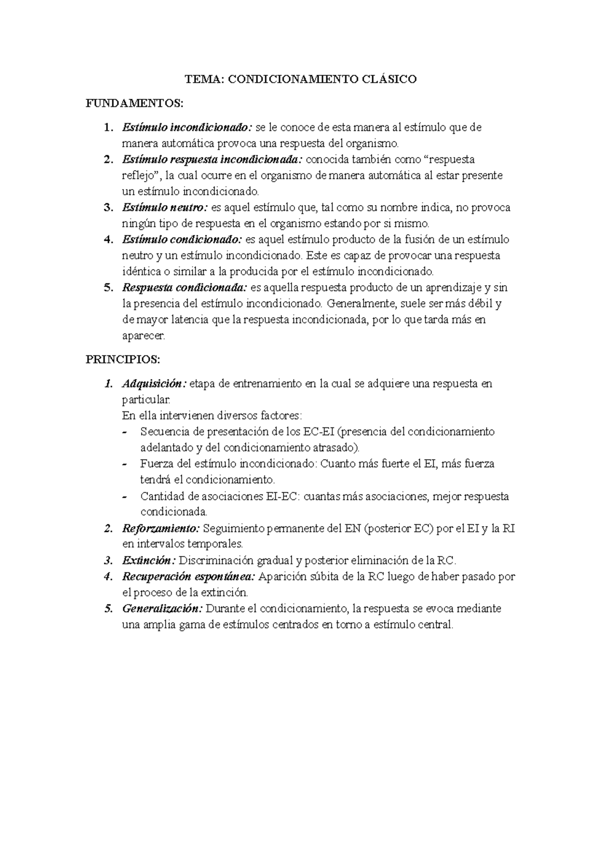 Principios y Fundamentos del Condicionamiento Clásico - TEMA ...