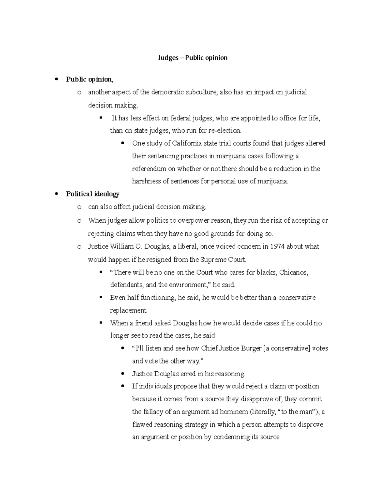 Judges public opinion - Criminal Justice Notes - Criminology - Judges ...