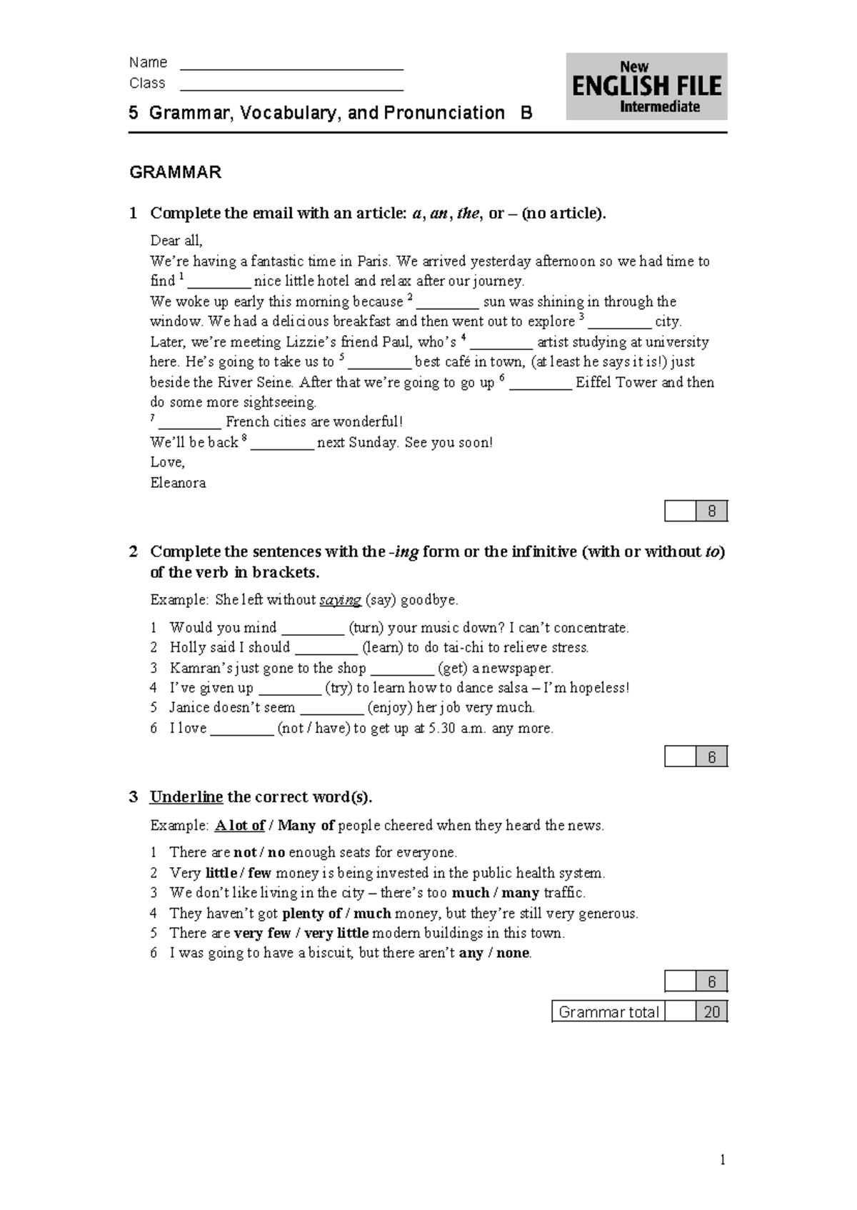 Nef int filetest 5b - Class ____________________________ 5 Grammar ...