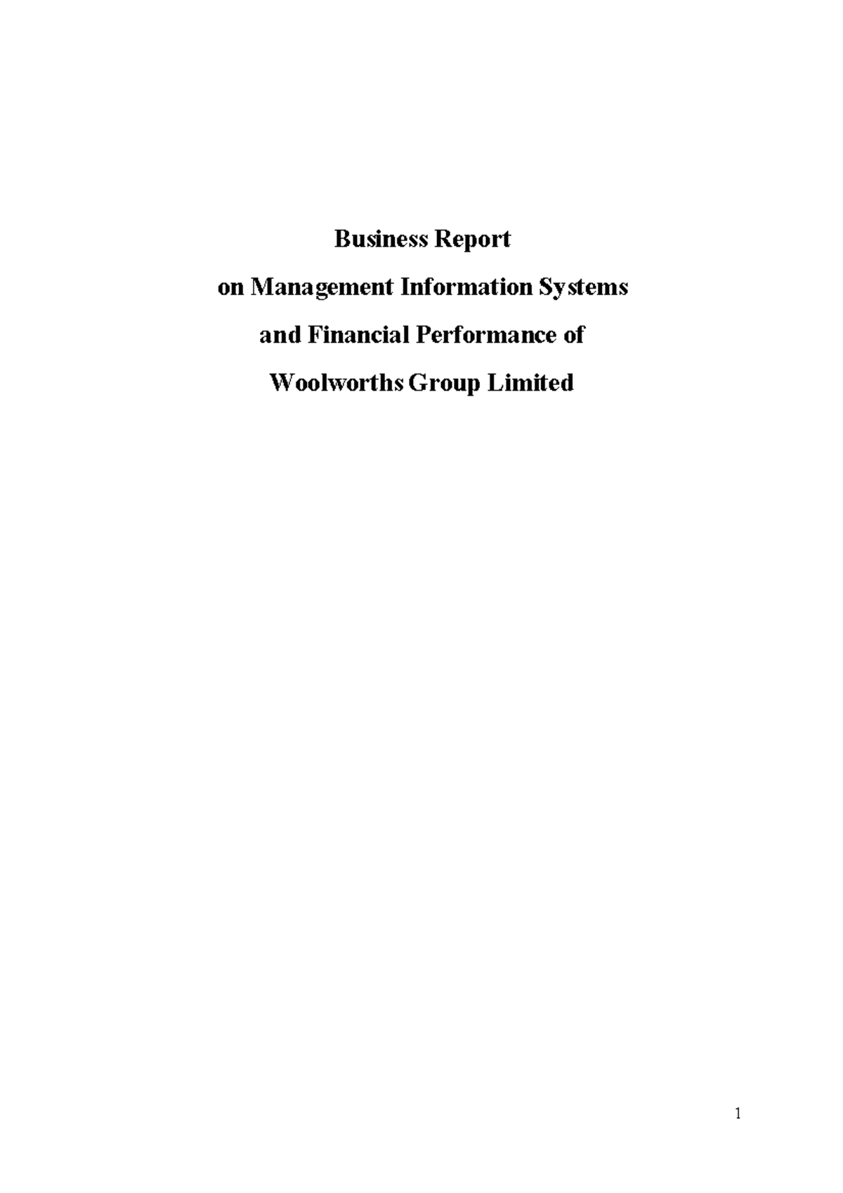 Management and Information System - Business Report on Management ...
