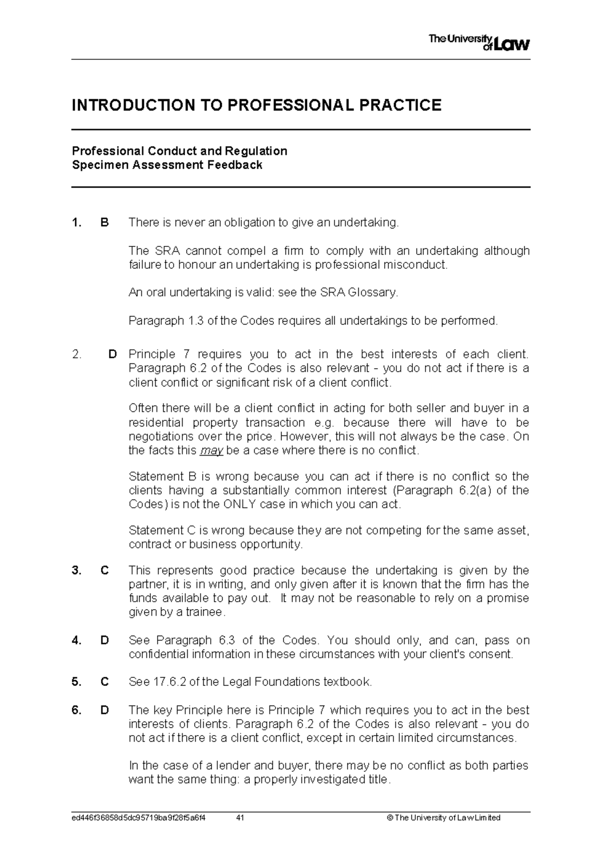 2223 ipp professional conduct ce01 specimen assessment feedback - INTRODUCTION TO PROFESSIONAL ...