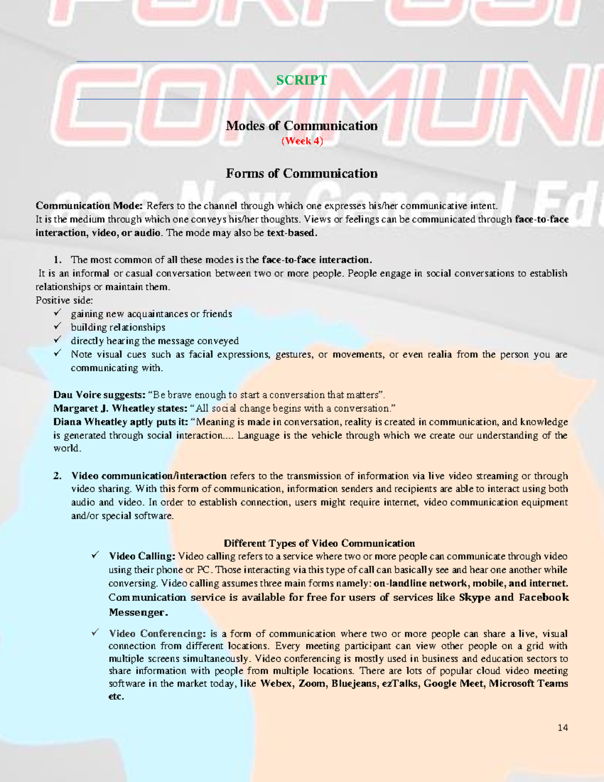 Week 4: Purposive Communication (Models of Communication and Forms of ...