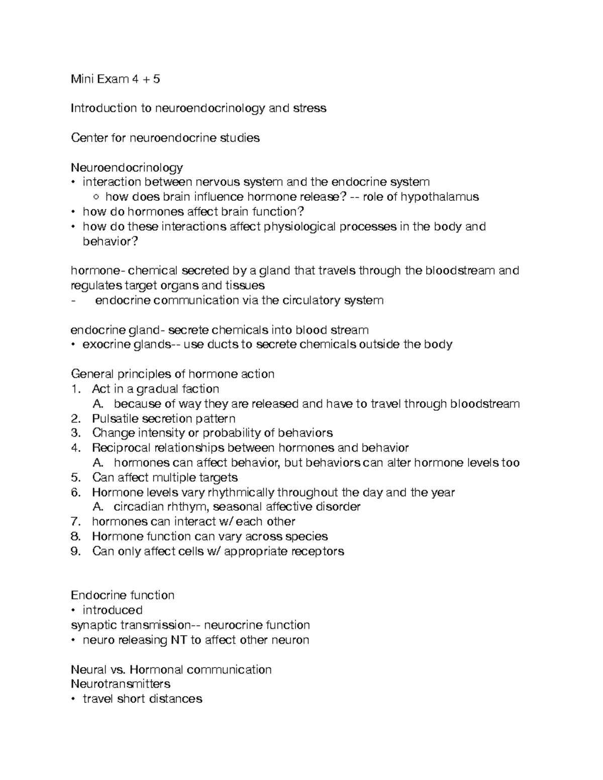 Mini Exam 4 and 5 - Lecture notes Mini Exam 4 + 5 - Mini Exam 4 + 5 ...