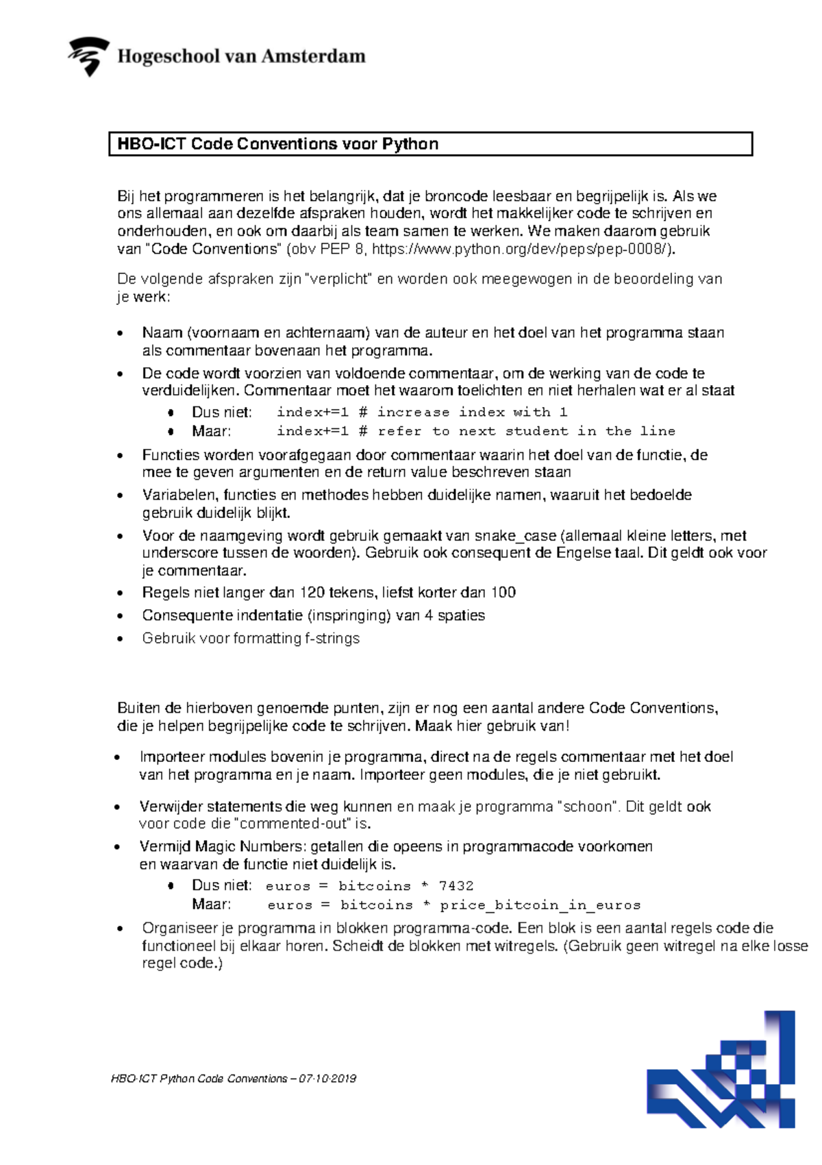 HBO-ICT Python Code Conventions - HBO-ICT Python Code Conv entions – 07 ...