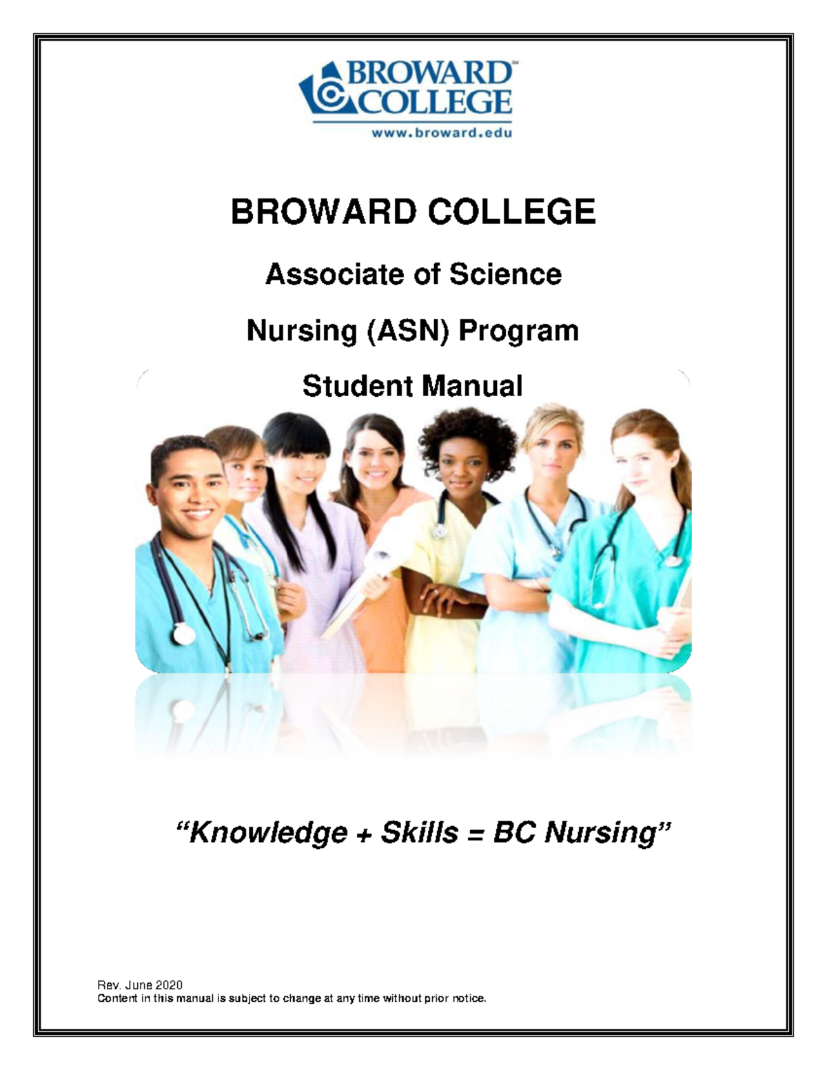 ASN Student Manual - BROWARD COLLEGE Associate of Science Nursing (ASN ...