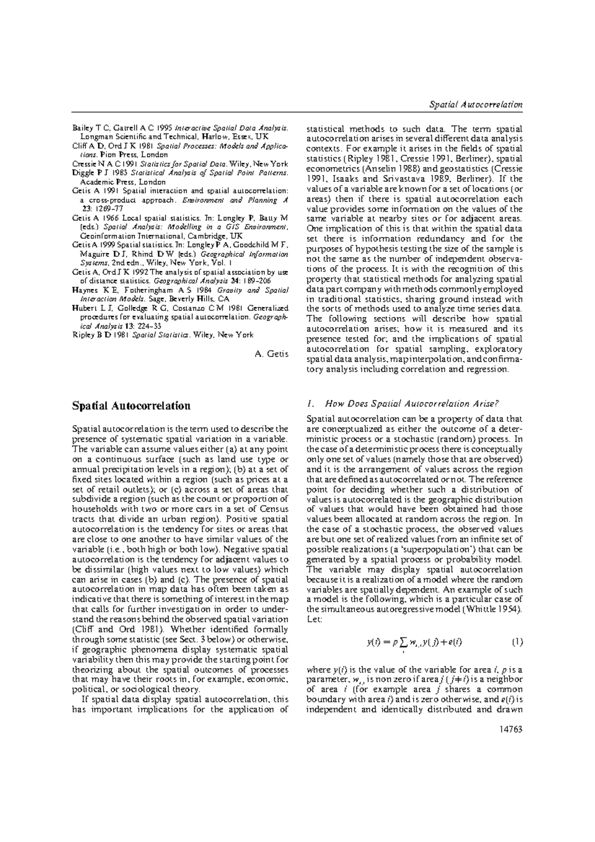 Spatial autocorrelation - Bailey T C, Gatrell A C 1995 Interacti e ...