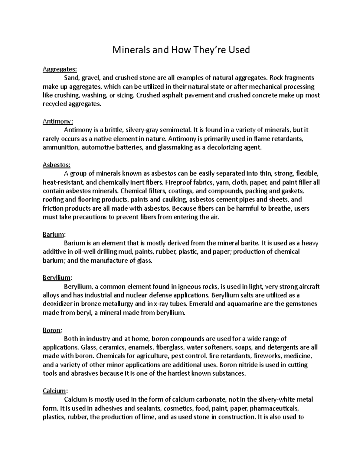 Minerals and How They're Used - Minerals and How They’re Used ...