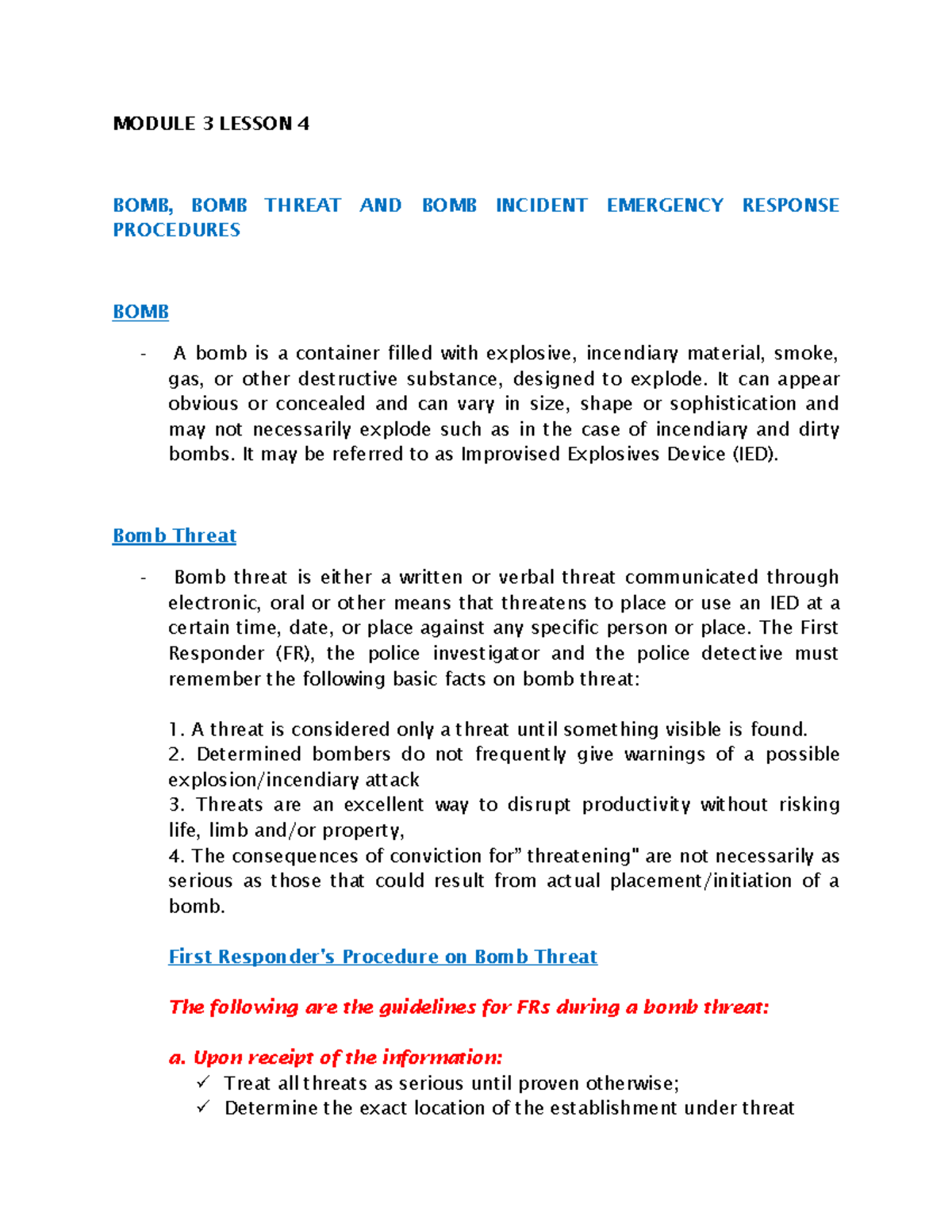 Bomb Information - MODULE 3 LESSON 4 BOMB, BOMB THREAT AND BOMB ...
