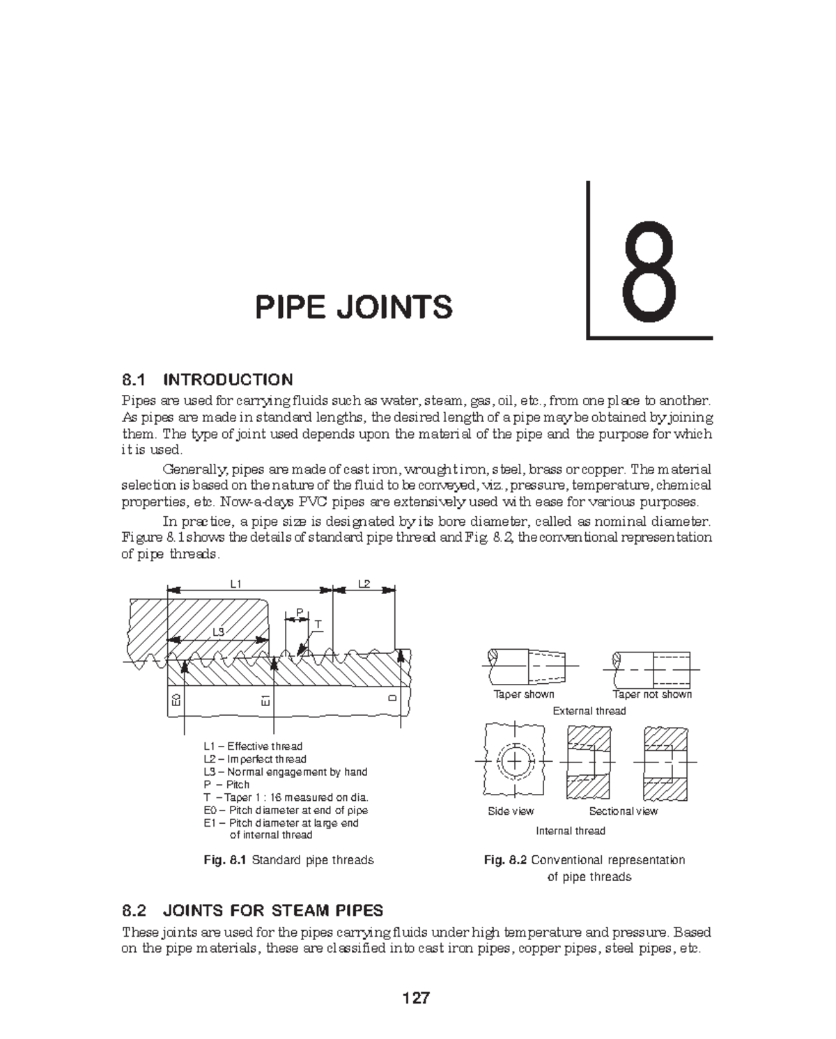 Machine Drawing-4 - Complete notes on pipe joints - 127 PIPE JOINTS 8 8 ...